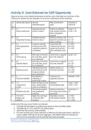 Activity A - Framing the CSP Opportunity - Activity A: Framing the CSP ...