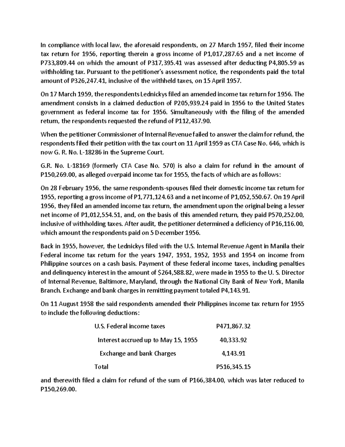 CIR v. Lednicky Summary - In compliance with local law, the aforesaid ...