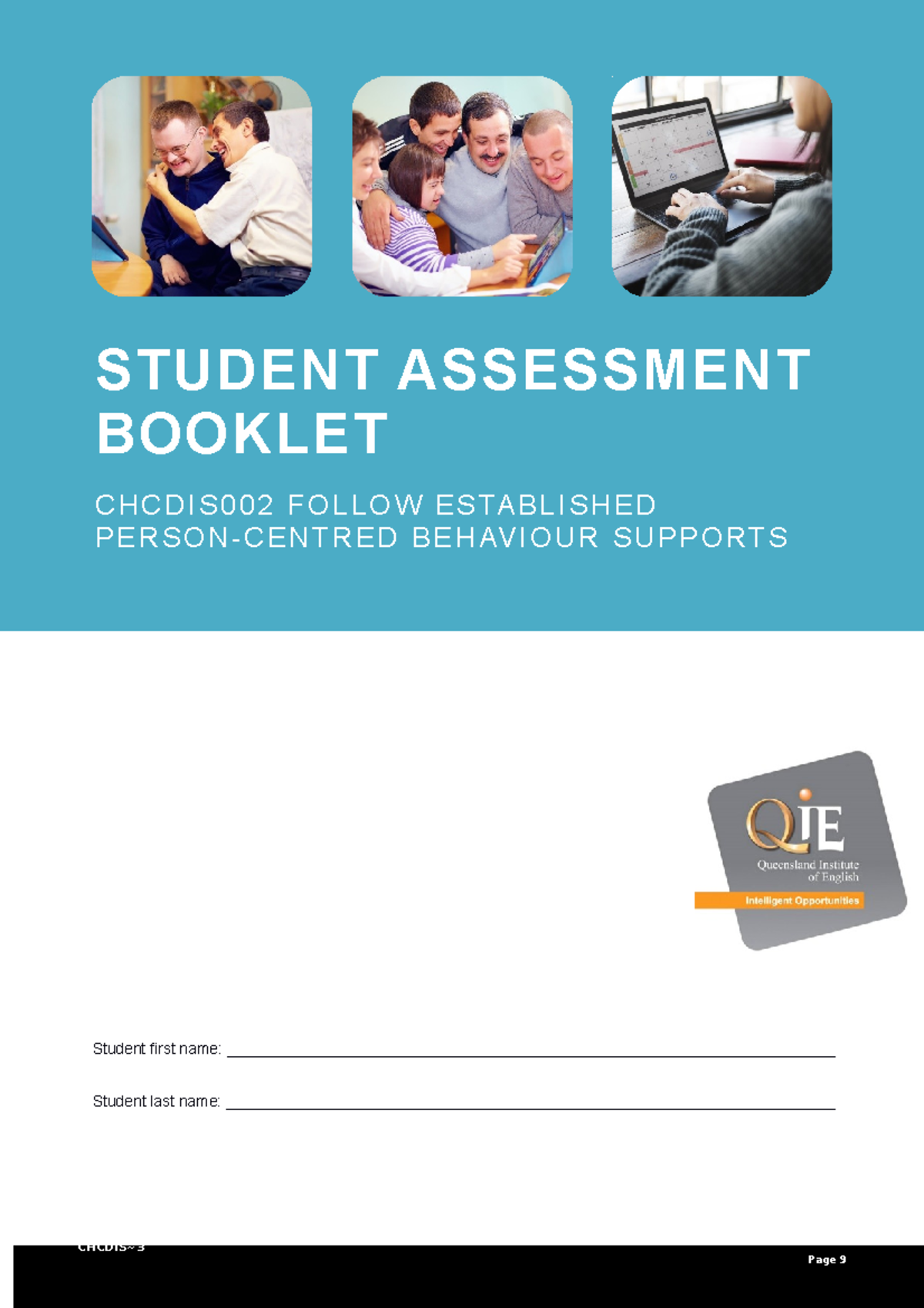 Chcdis 002 - Disability support answers - STUDENT ASSESSMENT BOOKLET C ...