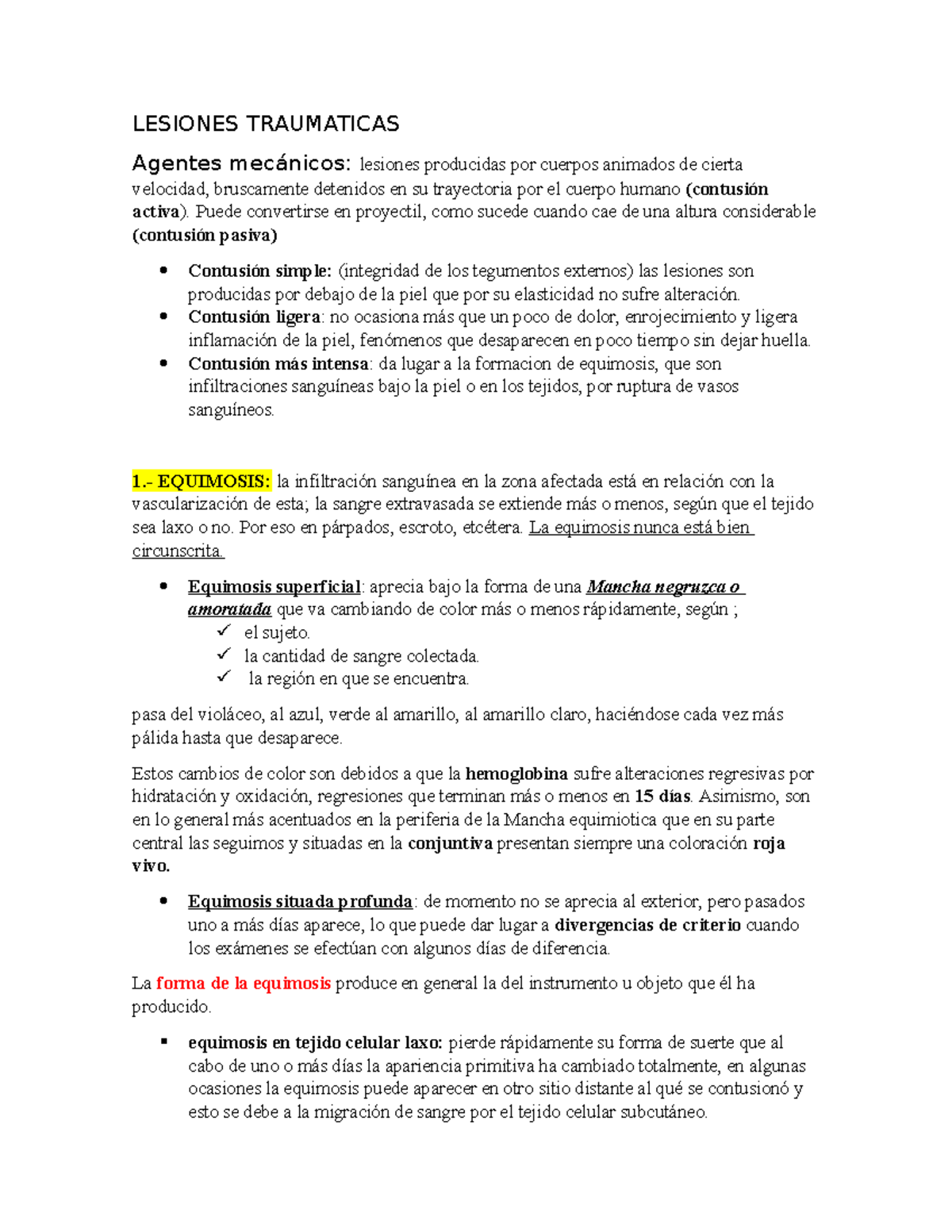 Lesiones Traumaticas - LESIONES TRAUMATICAS Agentes mecánicos: lesiones ...
