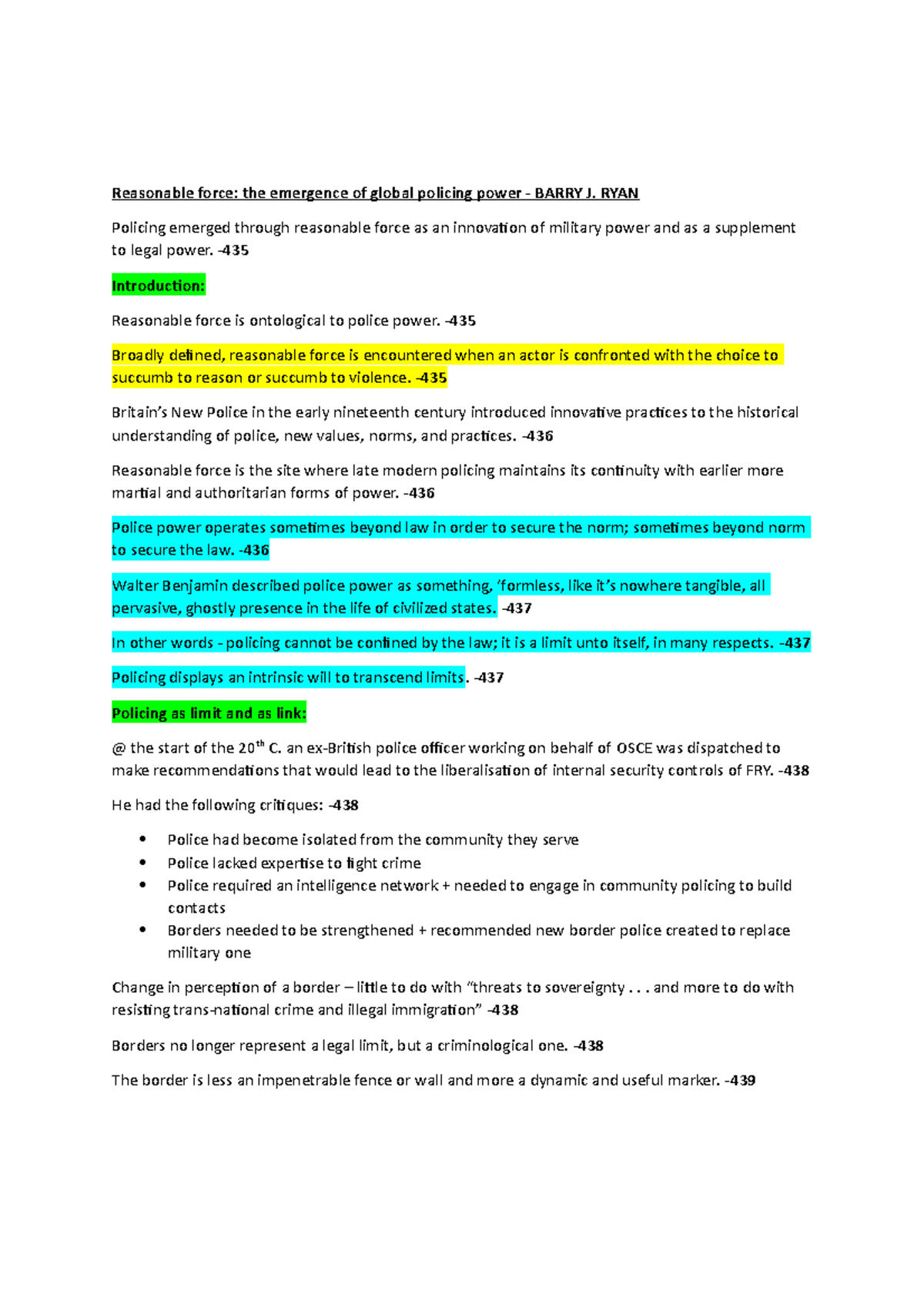 Reasonable force: the emergence of global policing power - RYAN ...