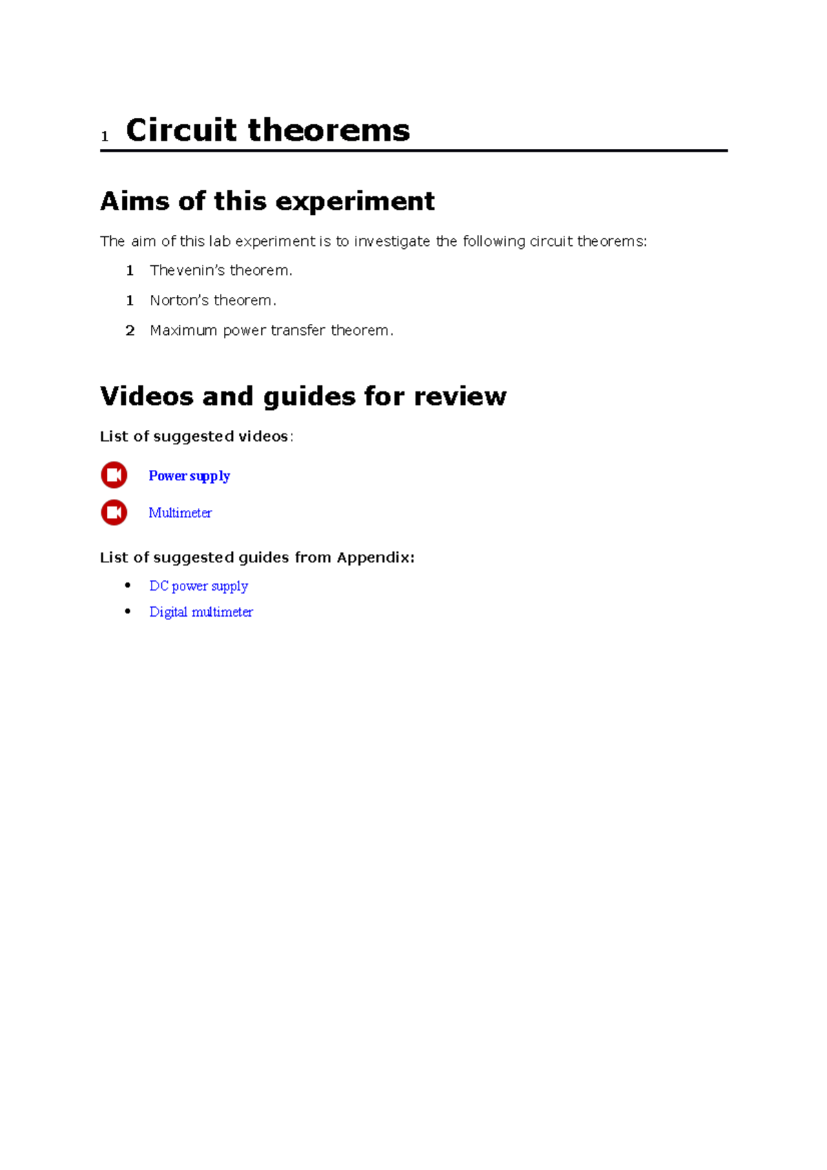 unsw elec1111 Lab 4 - 1 Circuit theorems Aims of this experiment The aim of this lab experiment ...