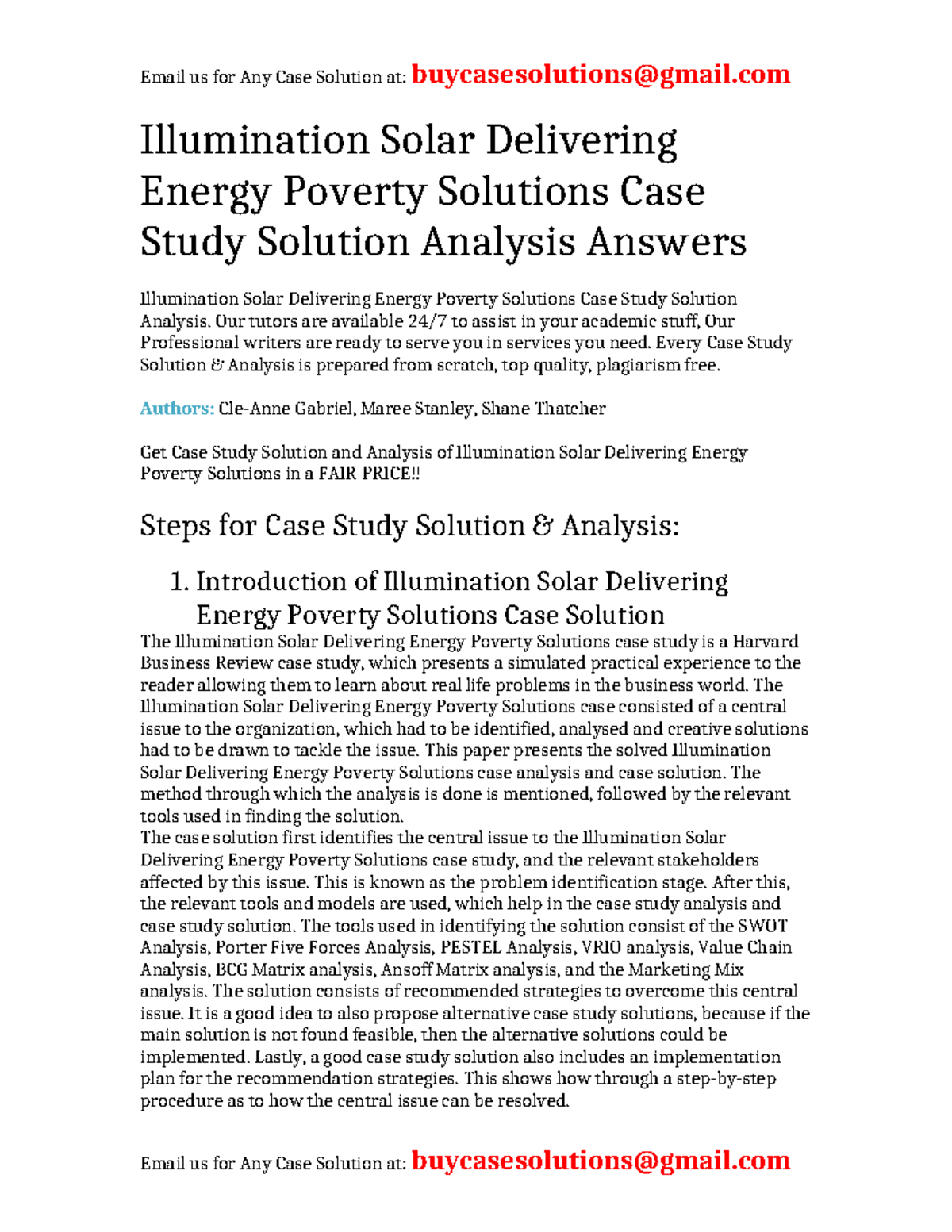 Case Solution Illumination Solar Delivering Energy Poverty Solutions ...