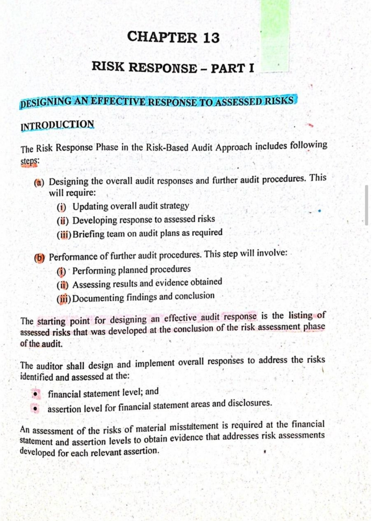 Cabrera - audit - CHAPTER 13 RISK RESPONSE PART I DESIGNING AN ...