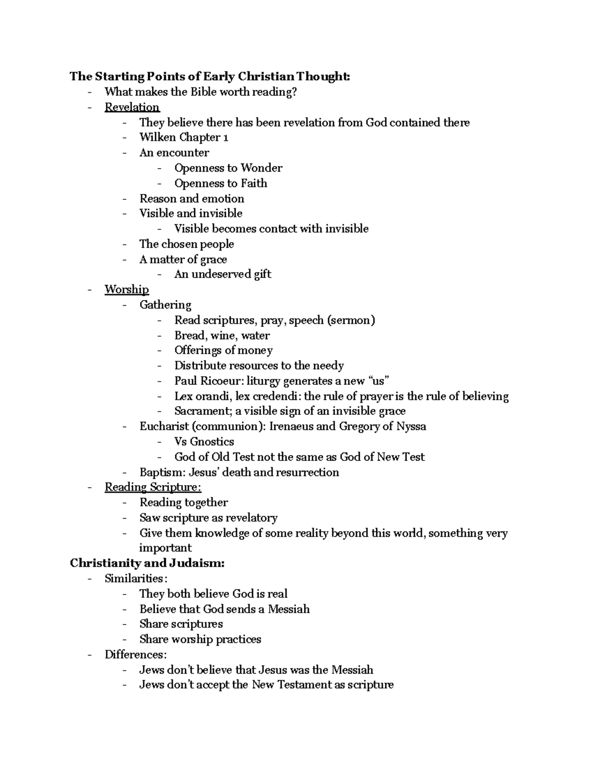 Early Christian Thought Notes - The Starting Points of Early Christian ...