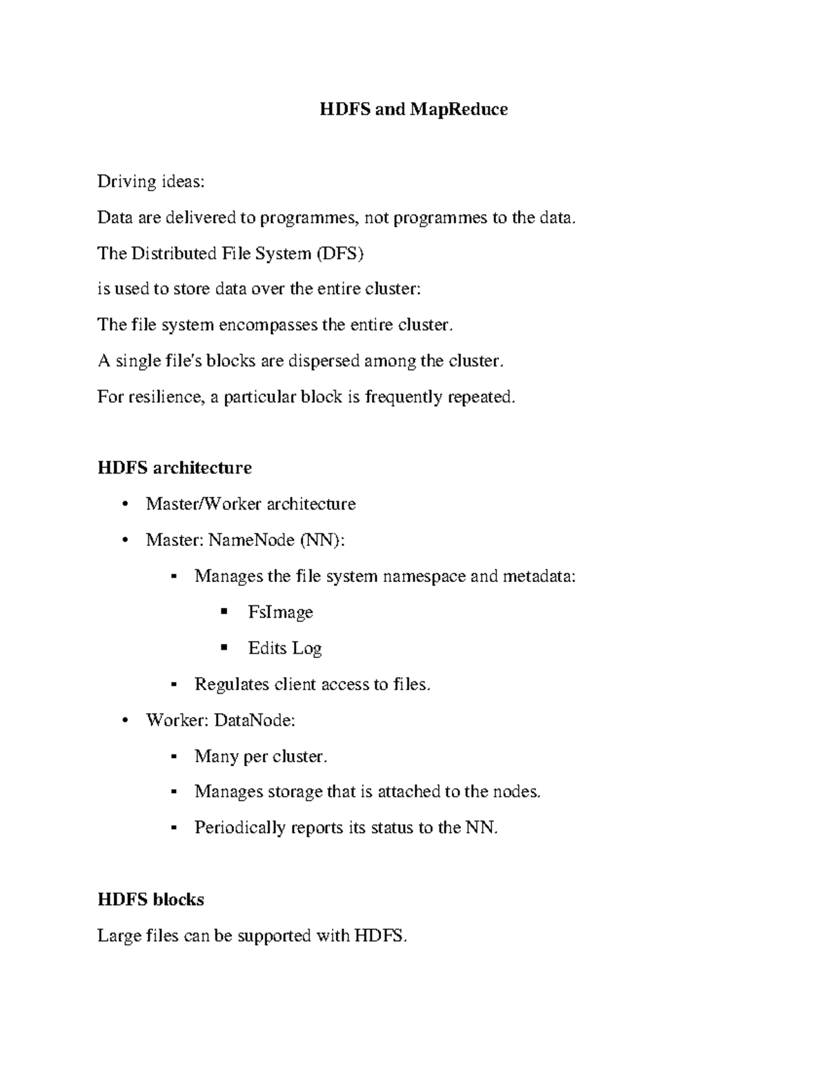 Hdfs And Map Reduce Hdfs And Mapreduce Driving Ideas Data Are Delivered To Programmes Not