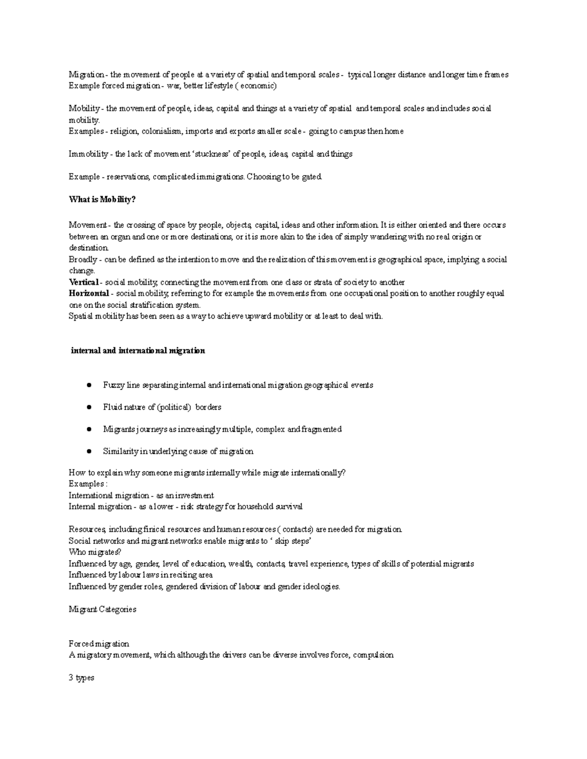 Migration Lecture notes part 1 - DVM1100 - uOttawa - Studocu