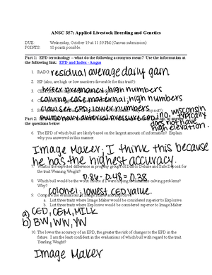 Problem set 6 - Worksheet for applied livestock breeding and genetics ...