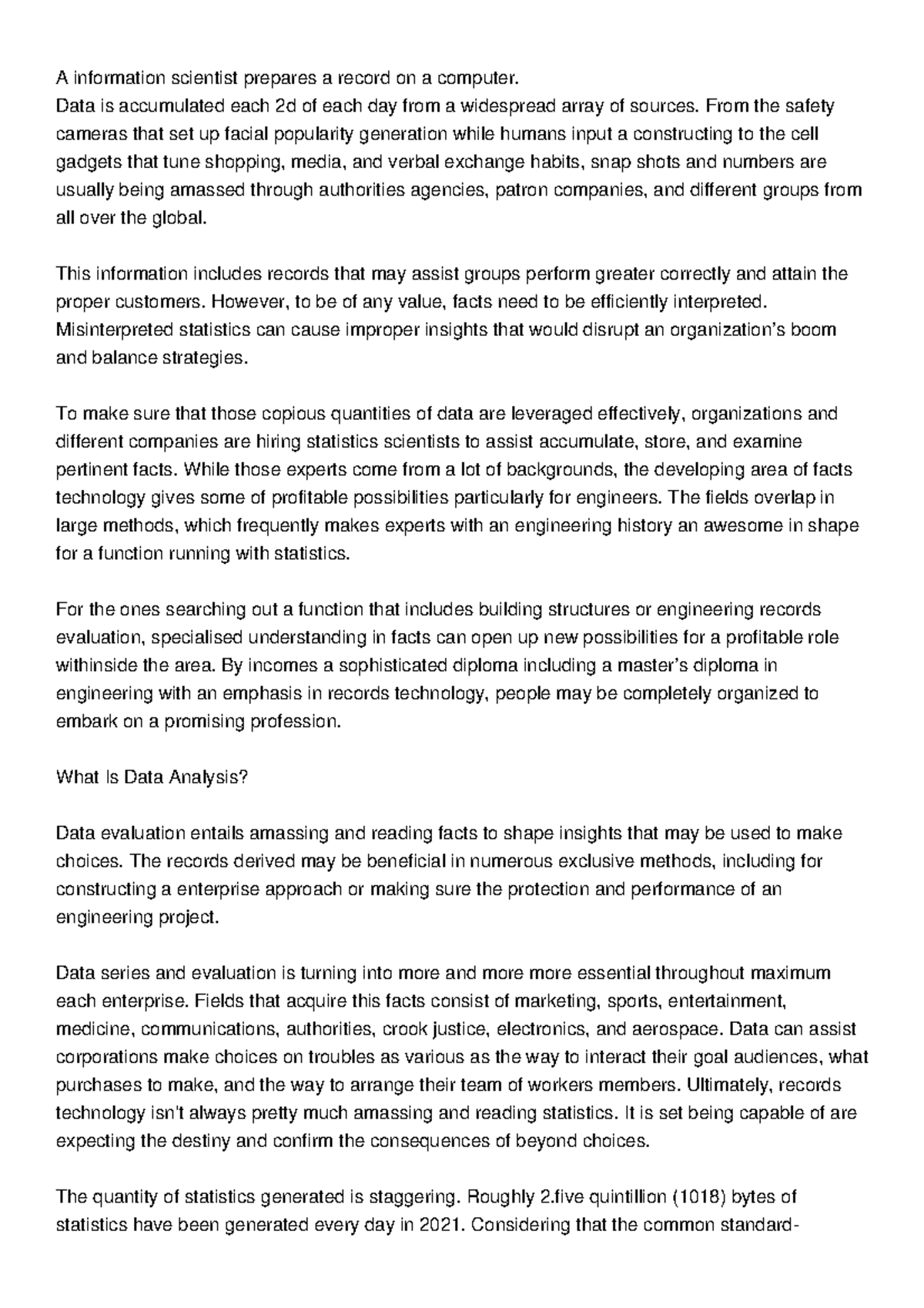 Engineering Data Analysis A Information Scientist Prepares A Record On A Computer Data Is