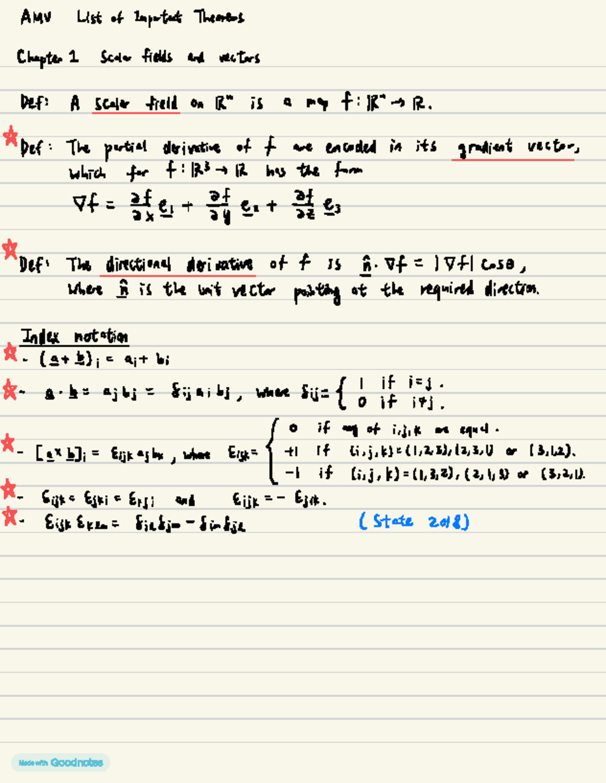 List Of Important Theorems AMV List Of Important Theorems Chapter 1