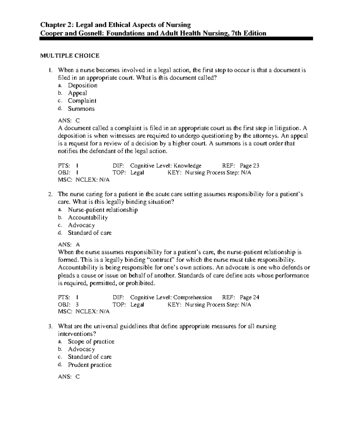 C2 - chapter practice questions - Chapter 2: Legal and Ethical Aspects ...