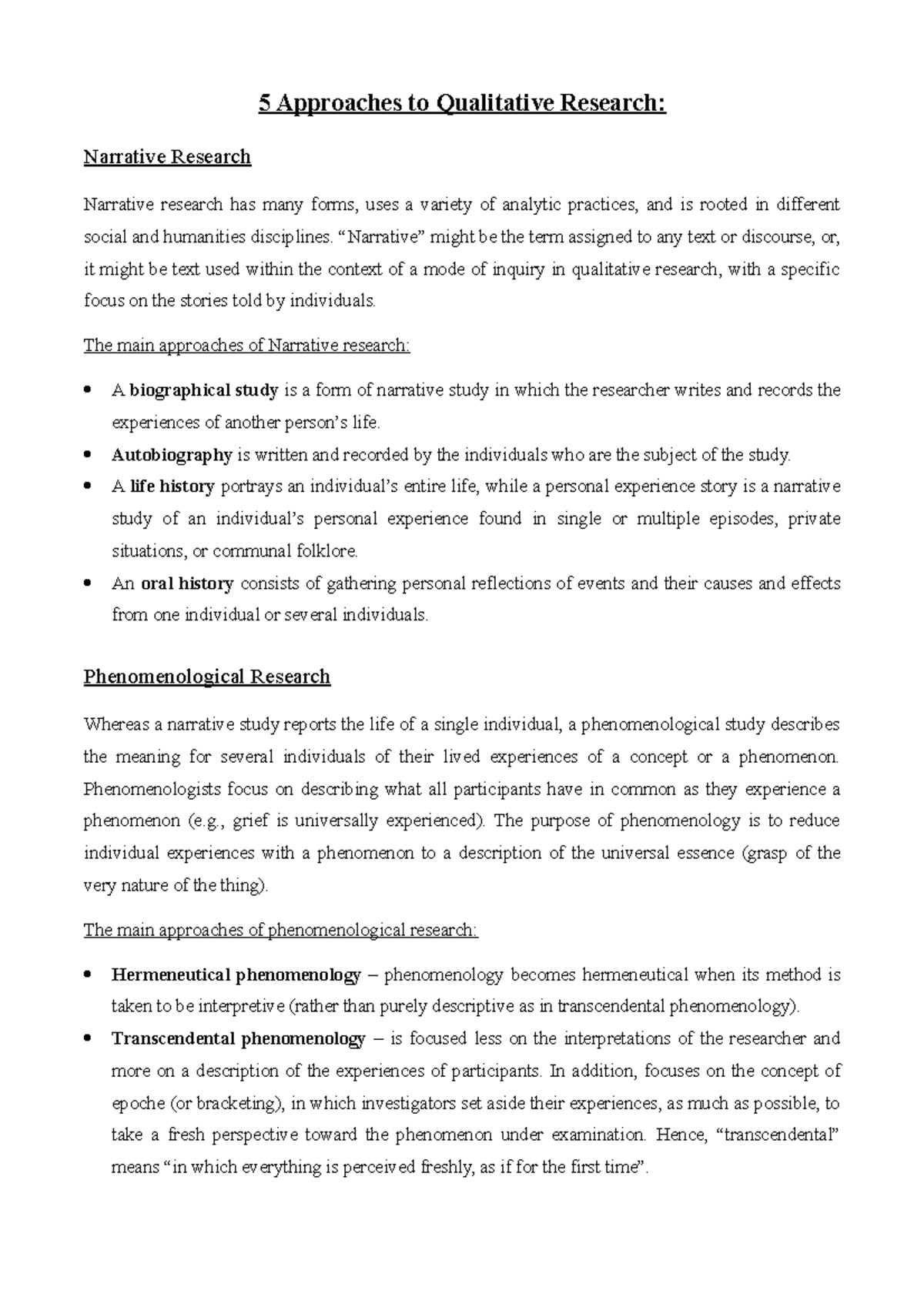 5 qualitative approaches - 5 Approaches to Qualitative Research ...