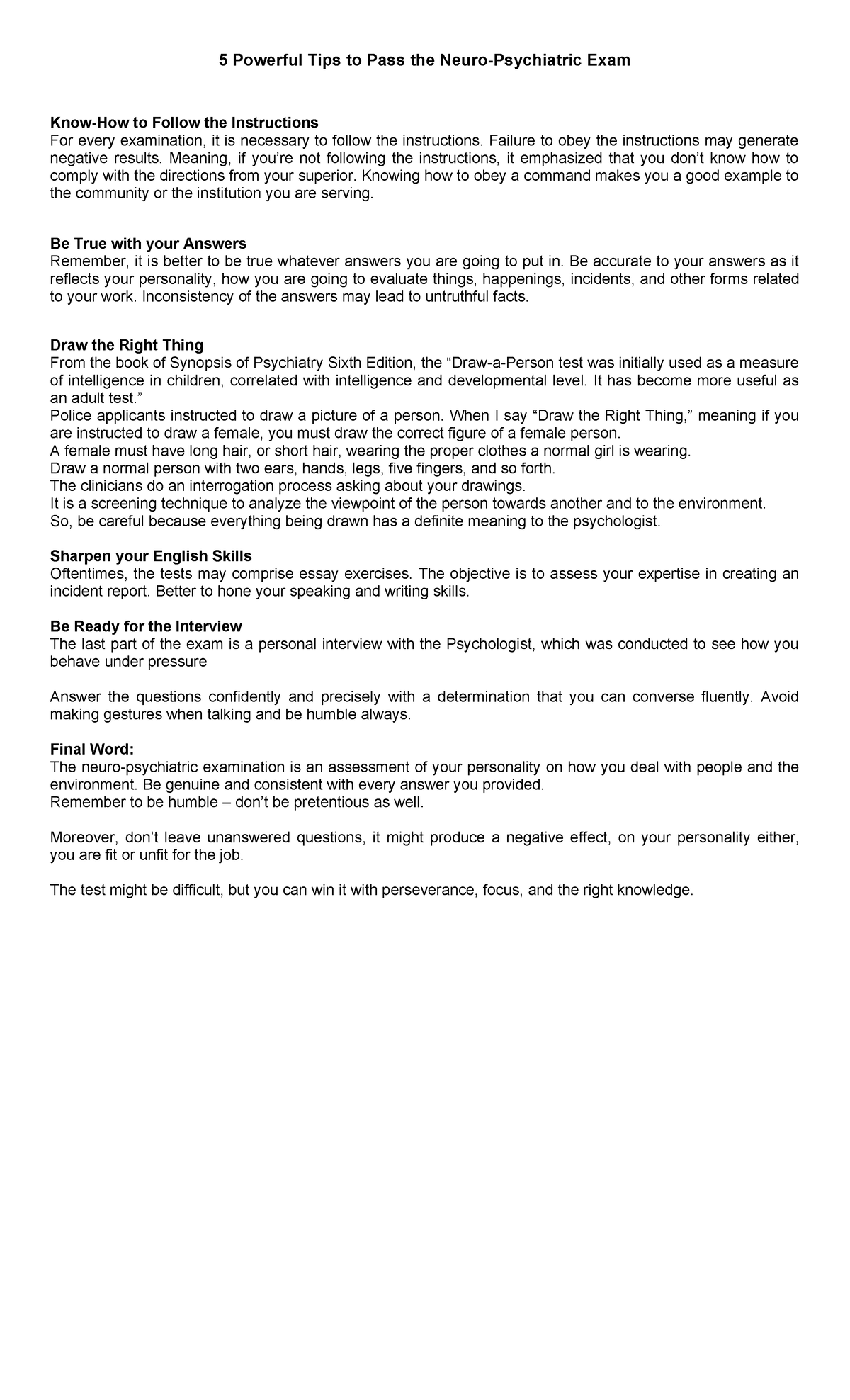 5 powerful tips to pass the neuro-psychiatricexam - 5 Powerful Tips to ...