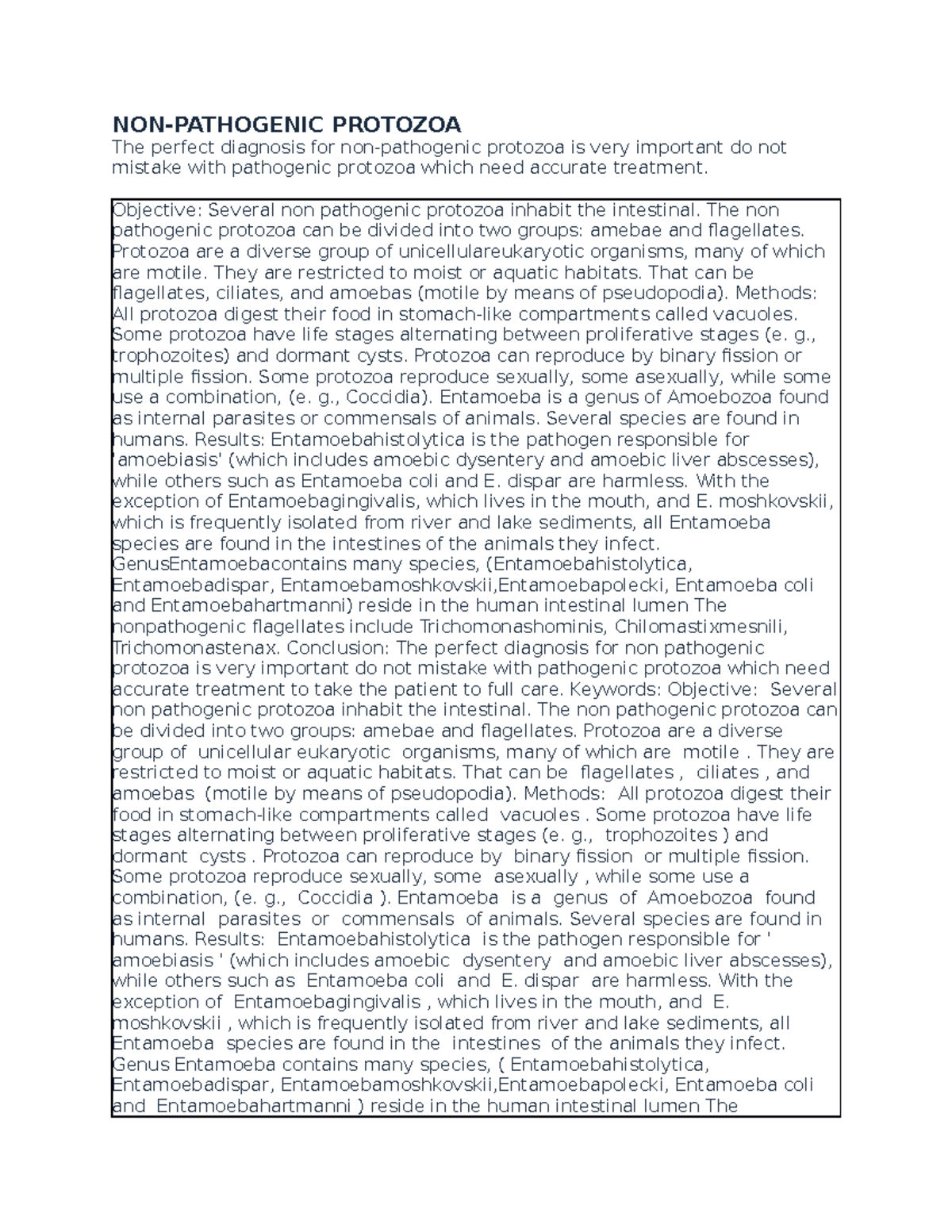 NON- Pathogenic Protozoa - NON-PATHOGENIC PROTOZOA The perfect ...