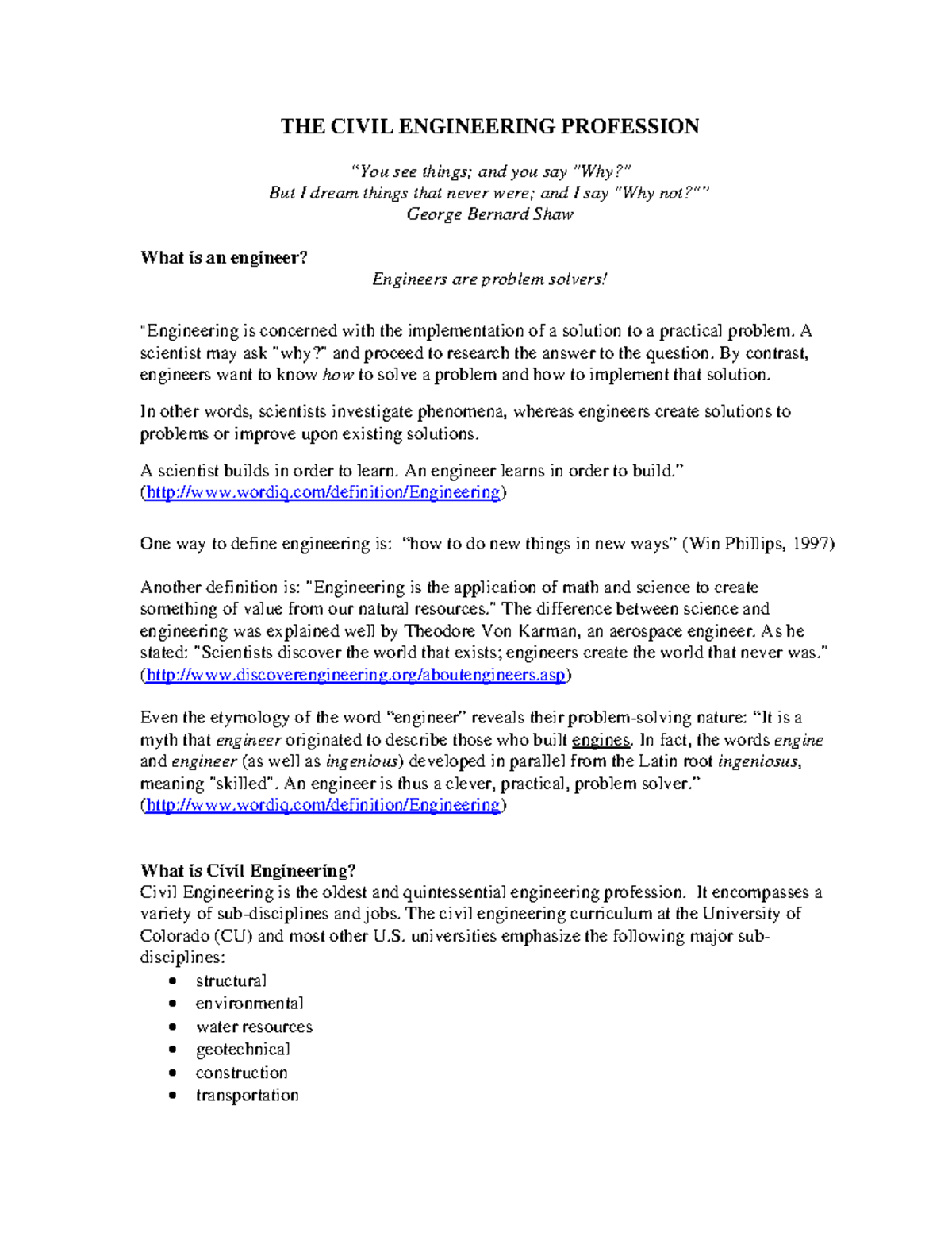 What is introduction - THE CIVIL ENGINEERING PROFESSION “You see things ...