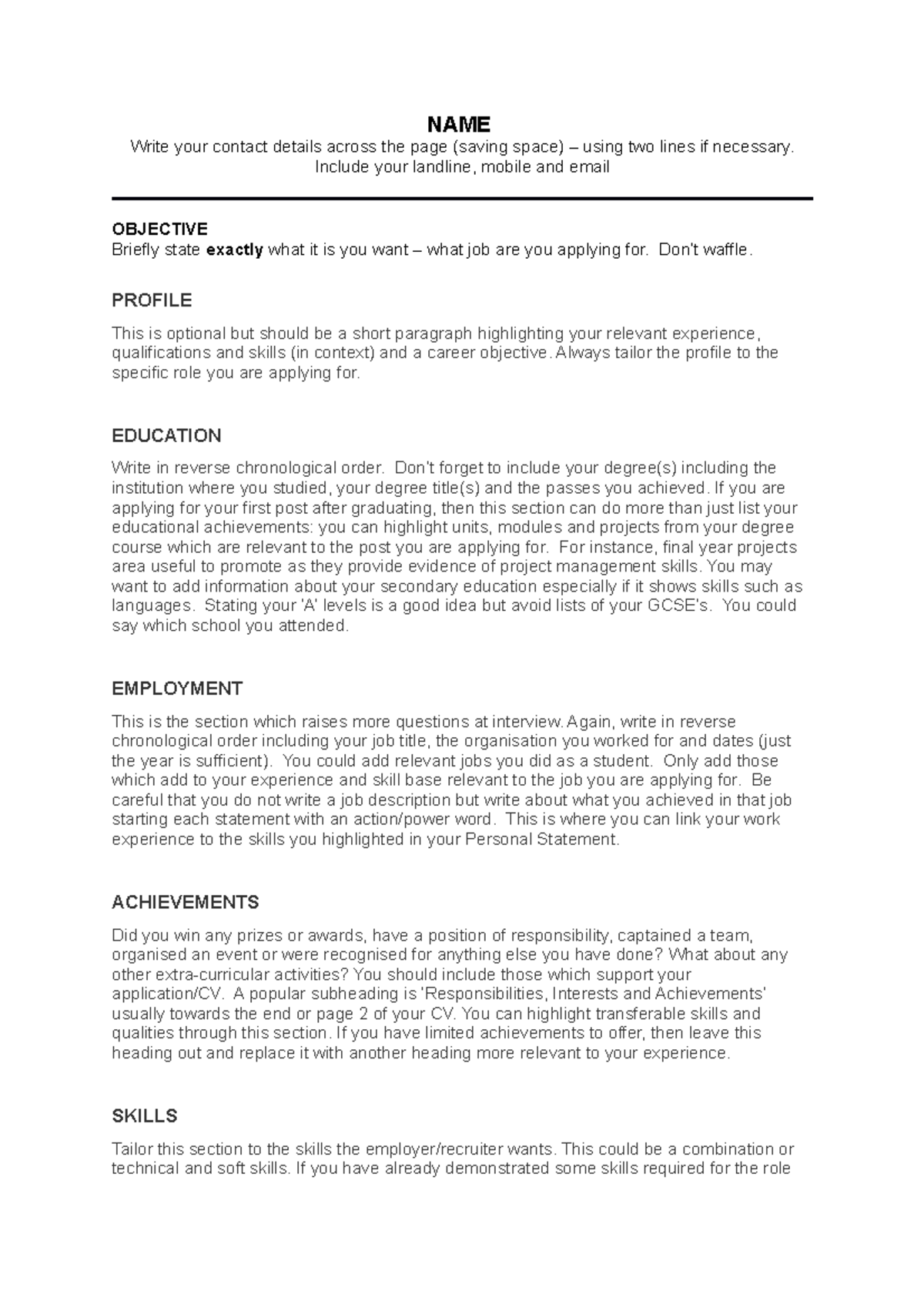 Classic-CV-Template - classic cv - NAME Write your contact details ...