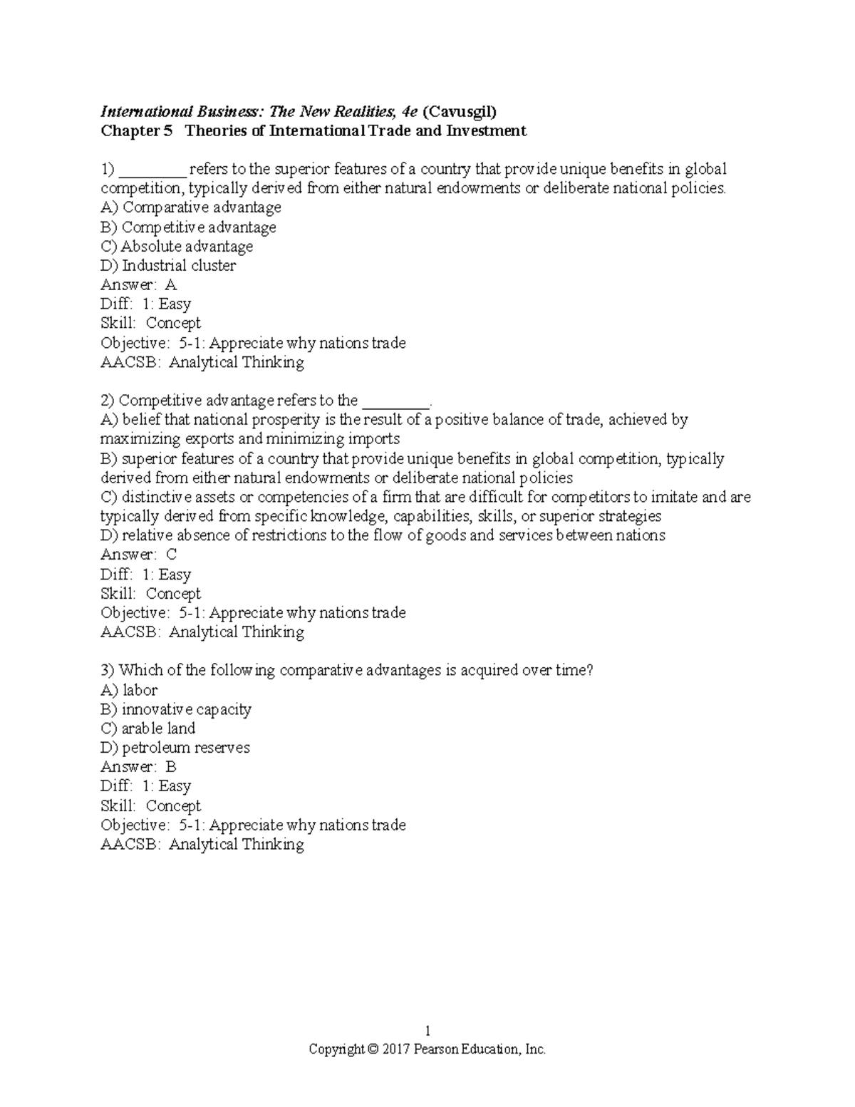 International Business: The New Realities, 4e (Cavusgil) text bank ...