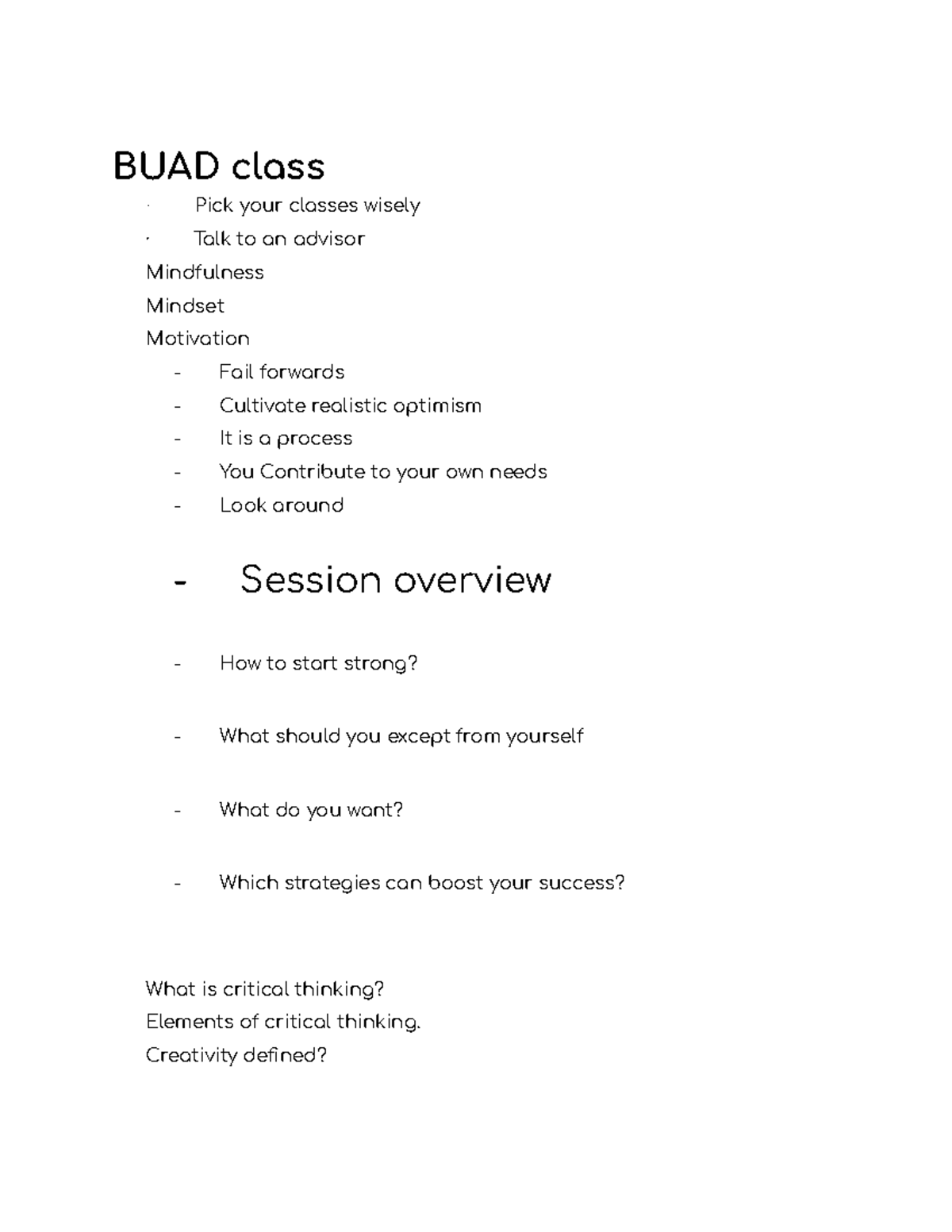 BUAD notes - this is business administration - BUAD class · Pick your ...