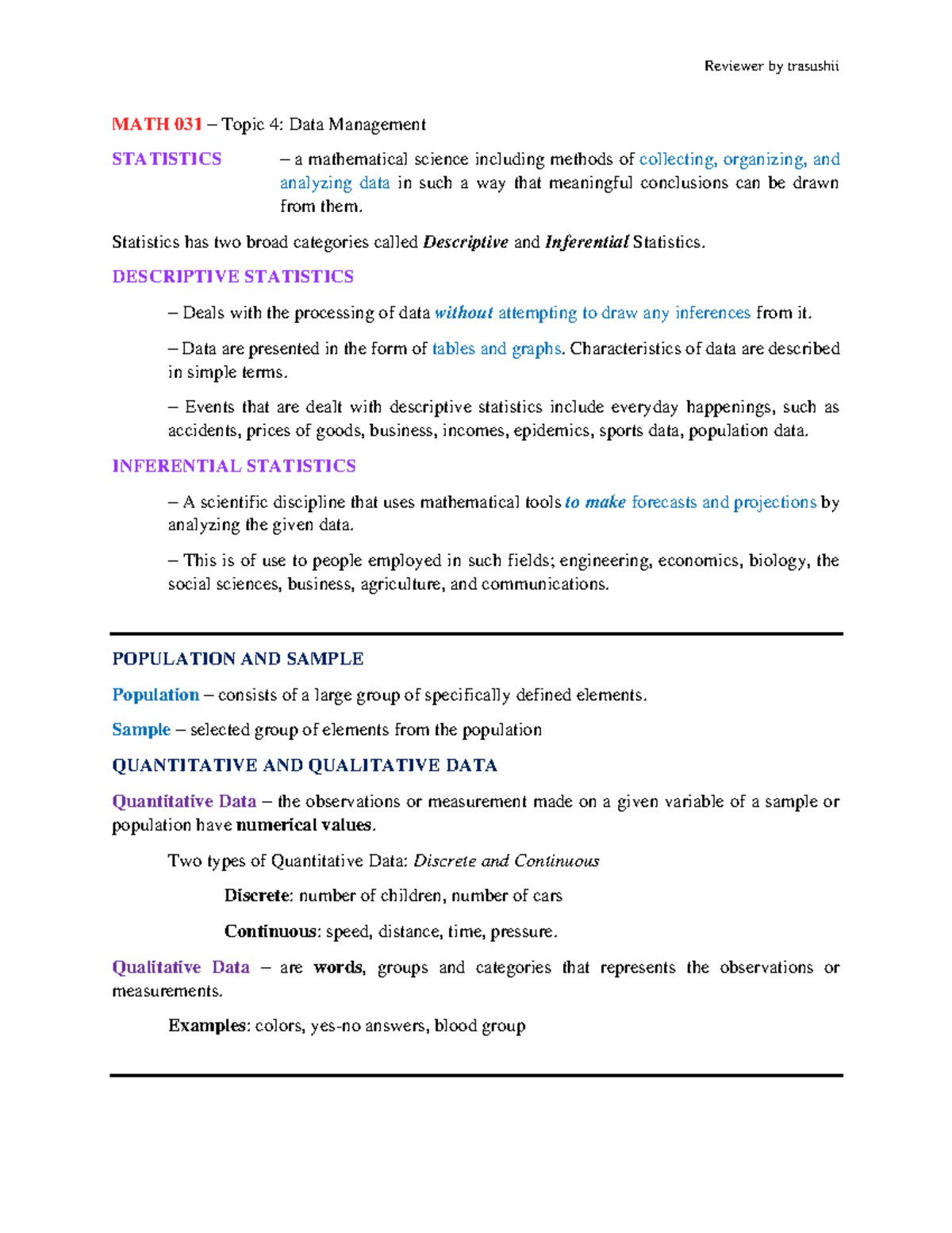 MATH- Finals- Notes - Yep - Reviewer by trasushii MATH 031 – Topic 4 ...