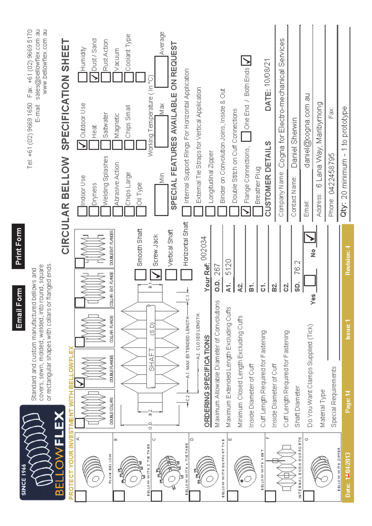 Circular bellows specifications - Standard and custom manufactured ...