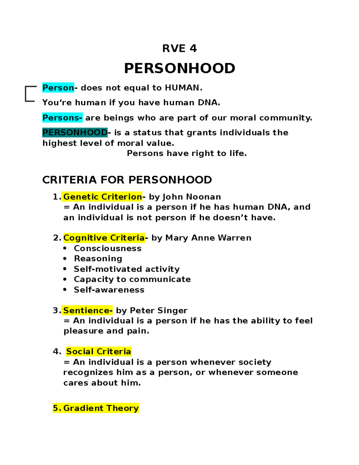 RVE4- Reviewer-1 - RVE 4 PERSONHOOD Person- does not equal to HUMAN ...