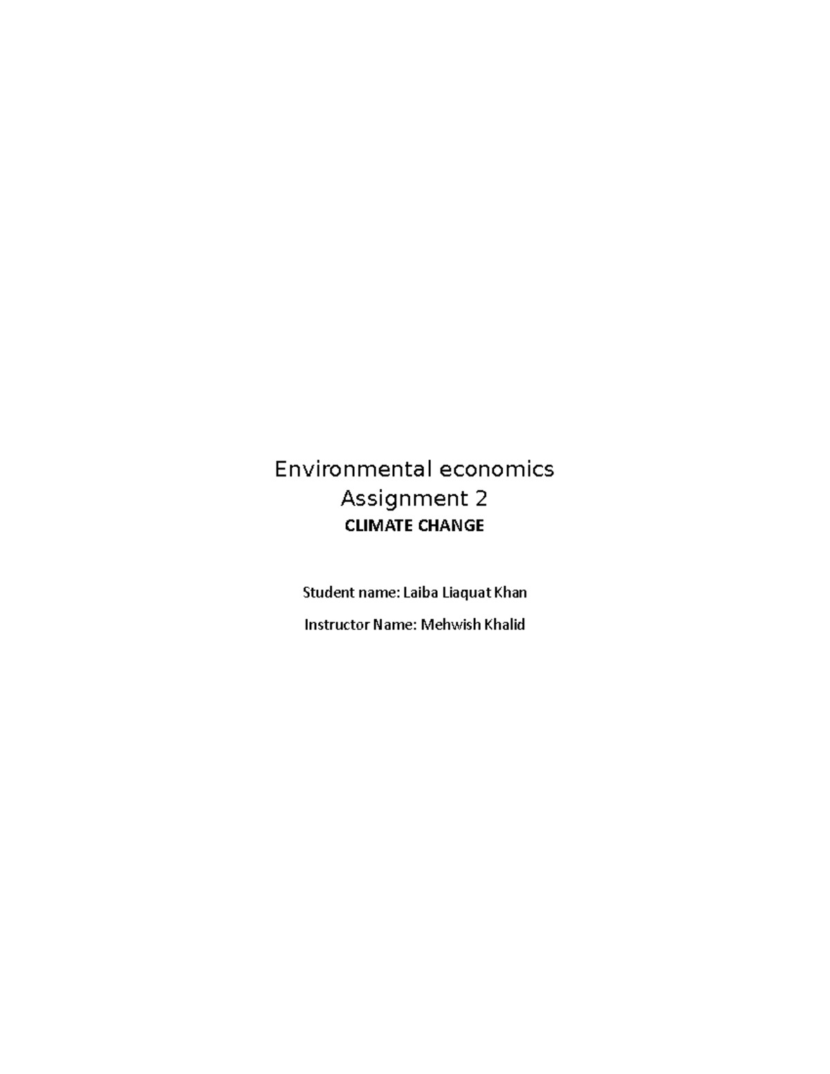 Environmental economics assignment#2 - Environmental Microbiology ...