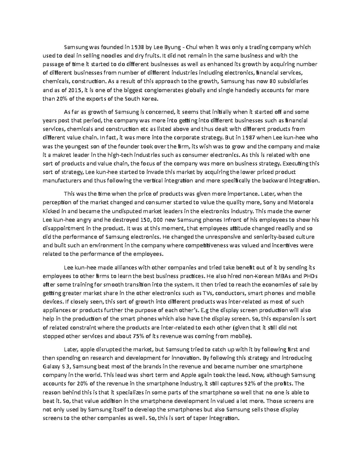 SBM+Samsung - for the revision - Samsung was founded in 1938 by Lee ...