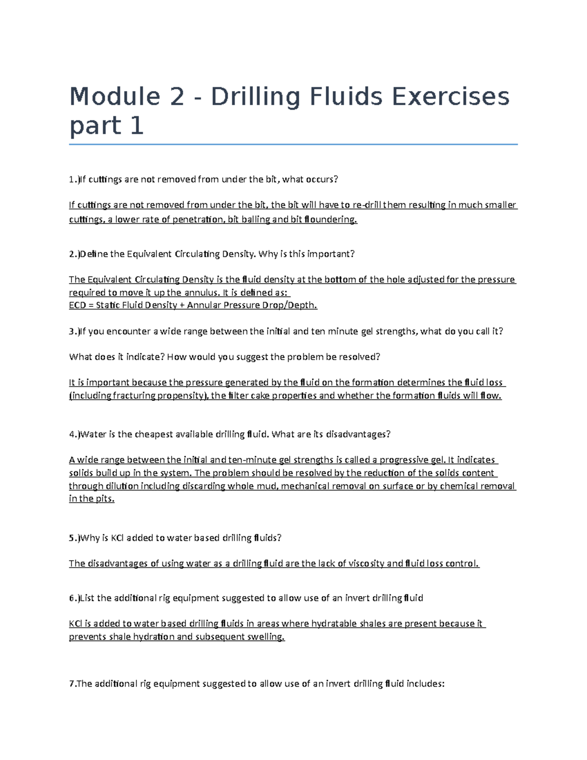 Advanced Drilling Module 2 Exercises part 1 - Module 2 - Drilling ...