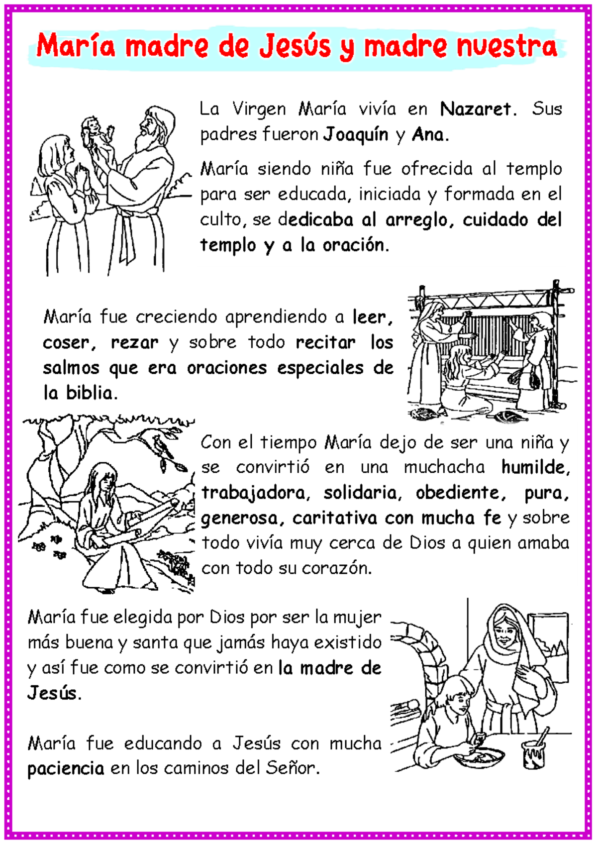 Ficha María, Madre DE Jesús Y Madre Nuestra 2° Grado Maestra Janet - La Virgen María vivía en ...