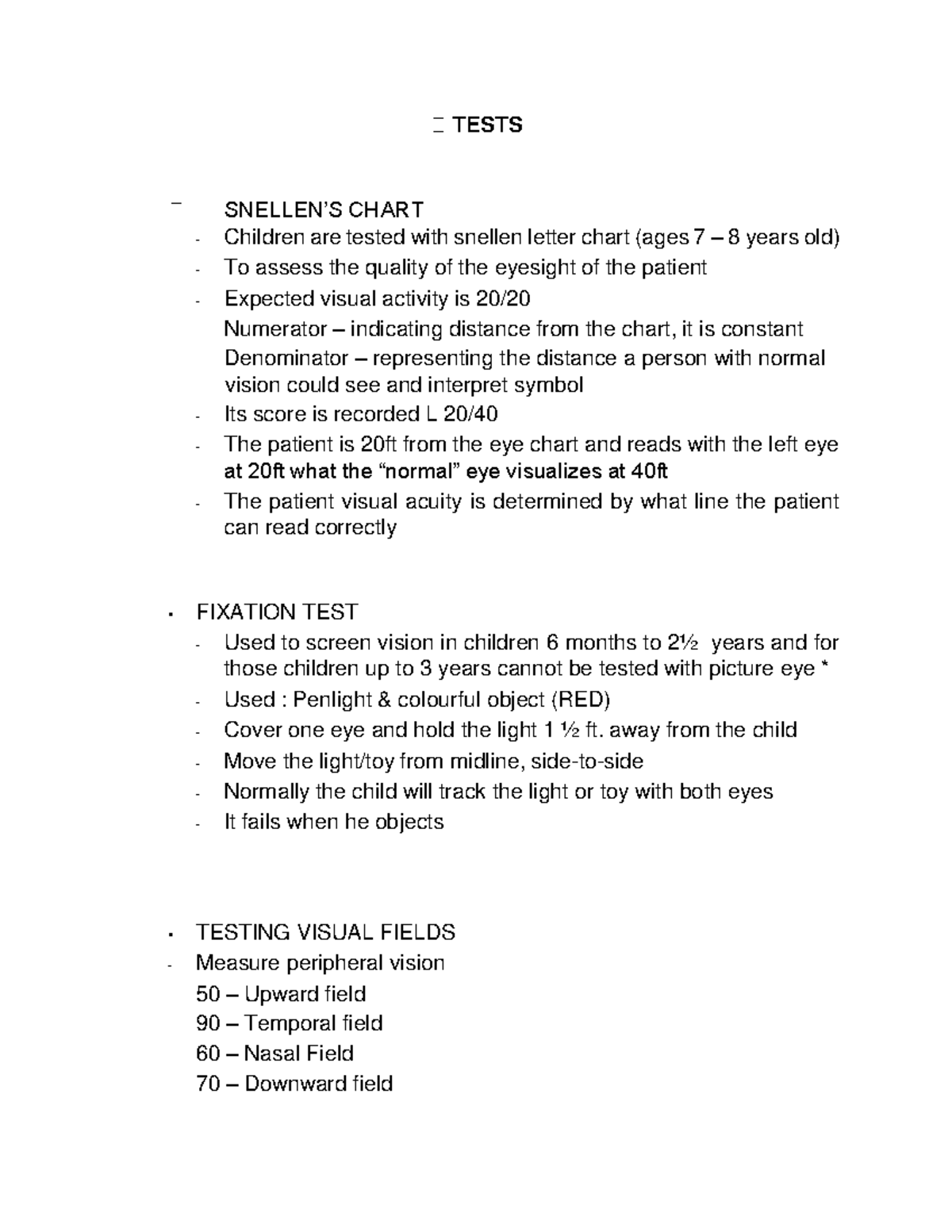 Anatomy Special Senses Sense OF Hearing EARS Notes 3 - TESTS SNELLEN’S ...