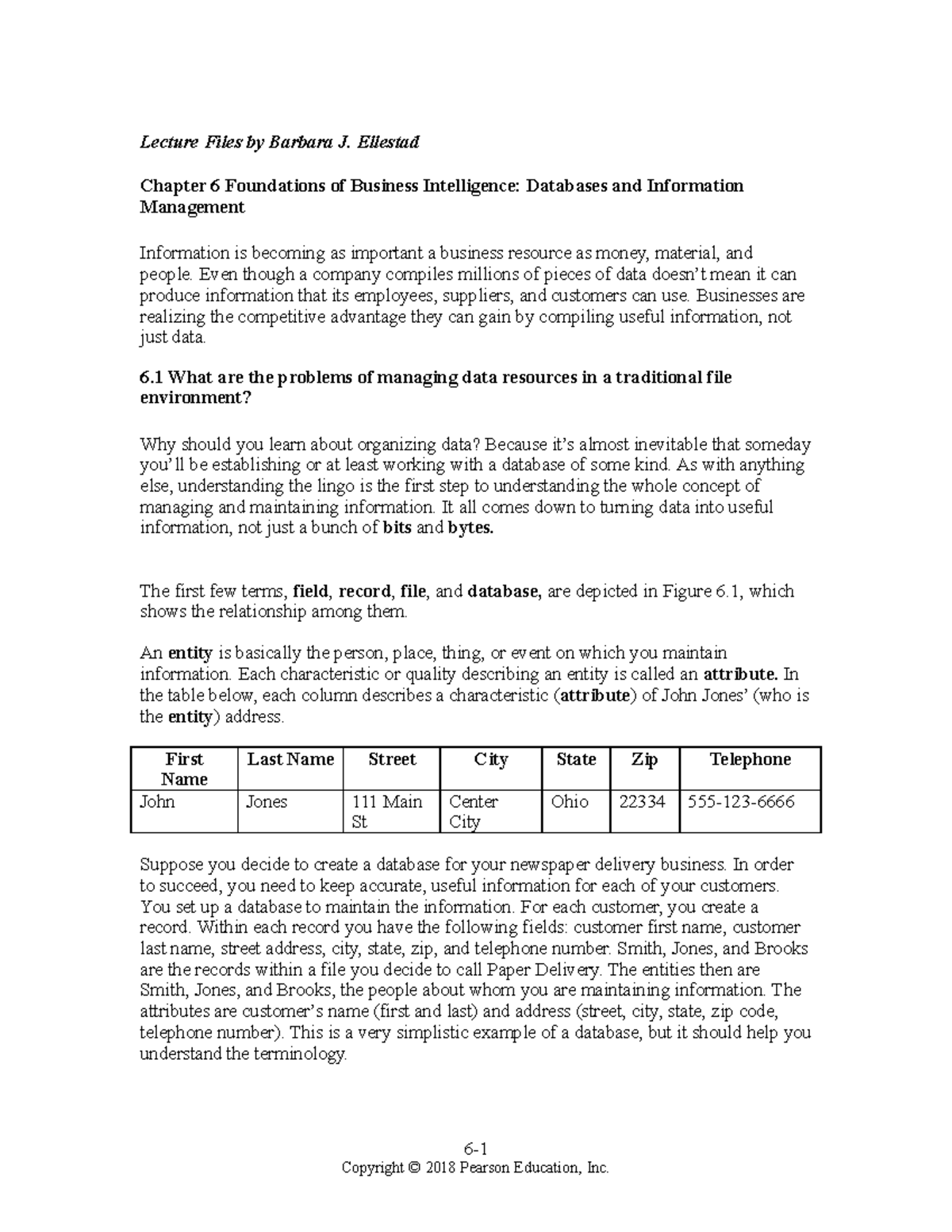 Lecture 6 Management Of Information Technology Lecture Files By Barbara J Ellestad Chapter