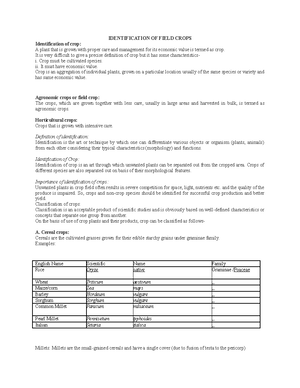 Lecture 3 Field Crop Identification - IDENTIFICATION OF FIELD CROPS ...