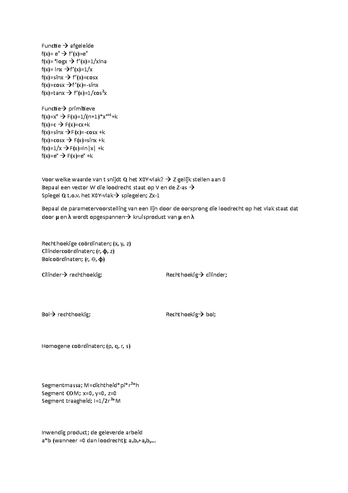 Overzicht van alle leerstof voor Wiskunde voor Bewegingswetenschappen ...