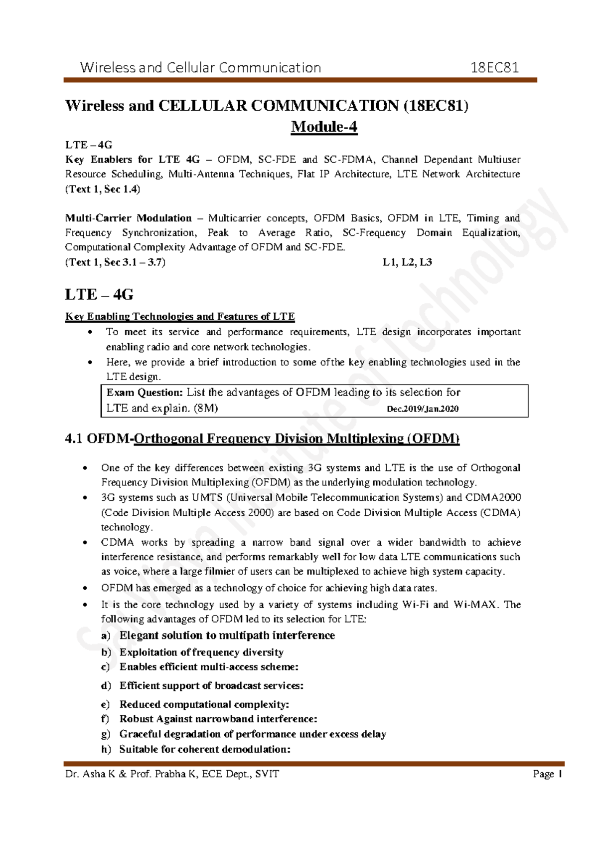 Module 4 WCC - Wireless and CELLULAR COMMUNICATION (18EC81) Module- LTE ...
