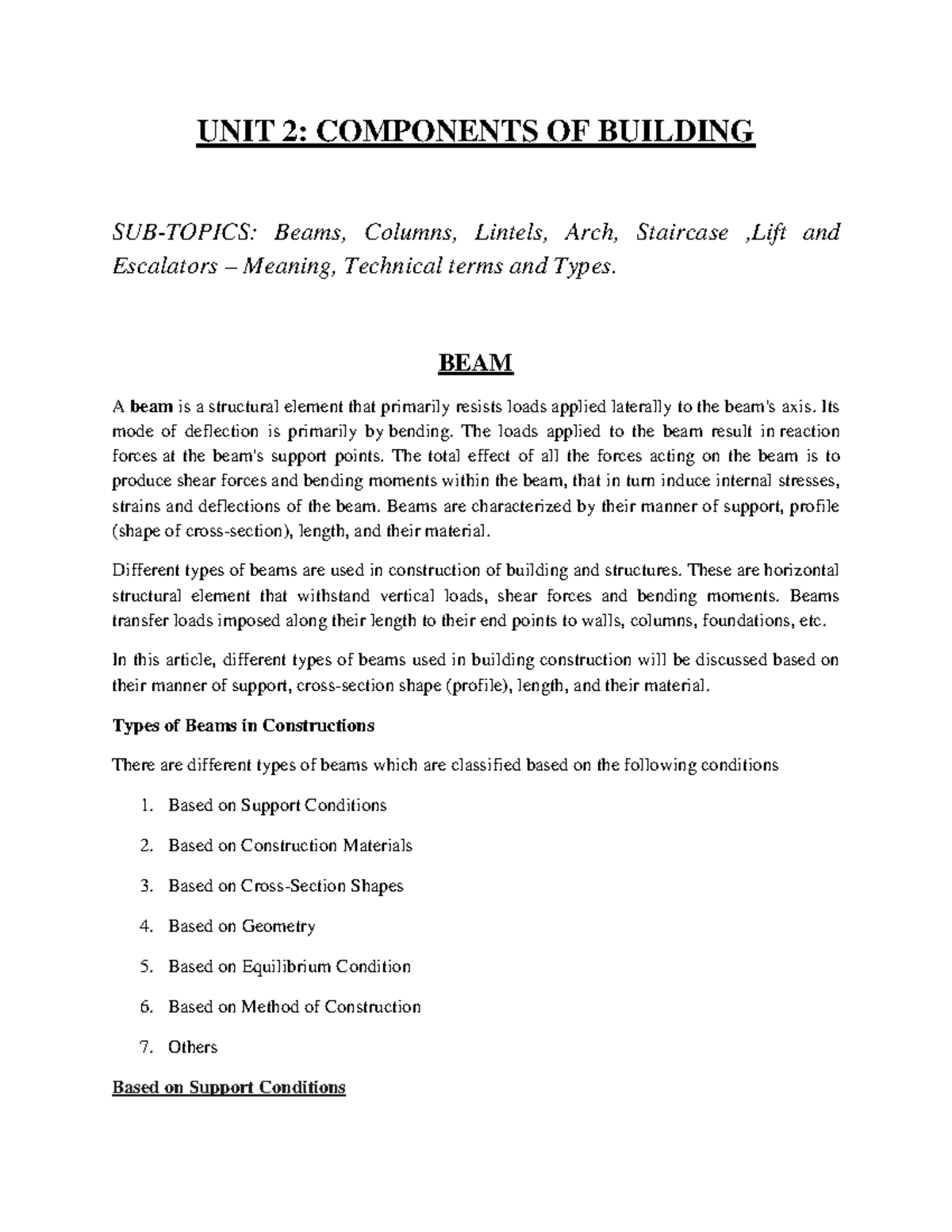 Unit 2 - Components of Building - UNIT 2: COMPONENTS OF BUILDING SUB ...