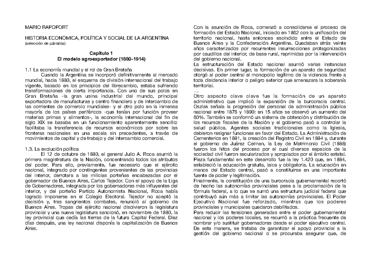 Rapoport- Historia Argentina - MARIO RAPOPORT HISTORIA ECONÓMICA ...
