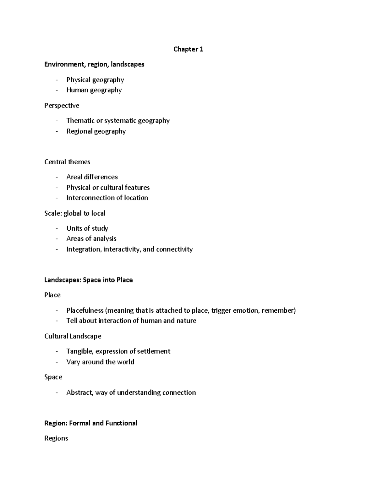 World Geography Chap - Chapter 1 Environment, region, landscapes ...