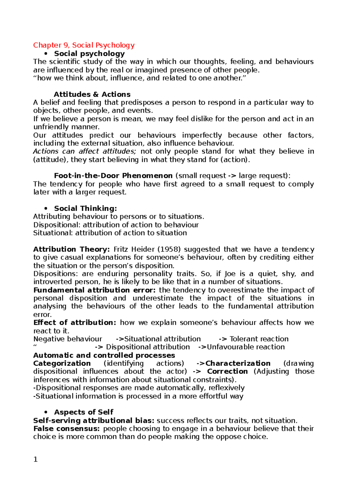 Intro to Psychology chapter 9 to 12 - Chapter 9, Social Psychology ...