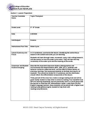 ELM-463 Technology Lesson Plan - LESSON PLAN TEMPLATE Section 1: Lesson ...