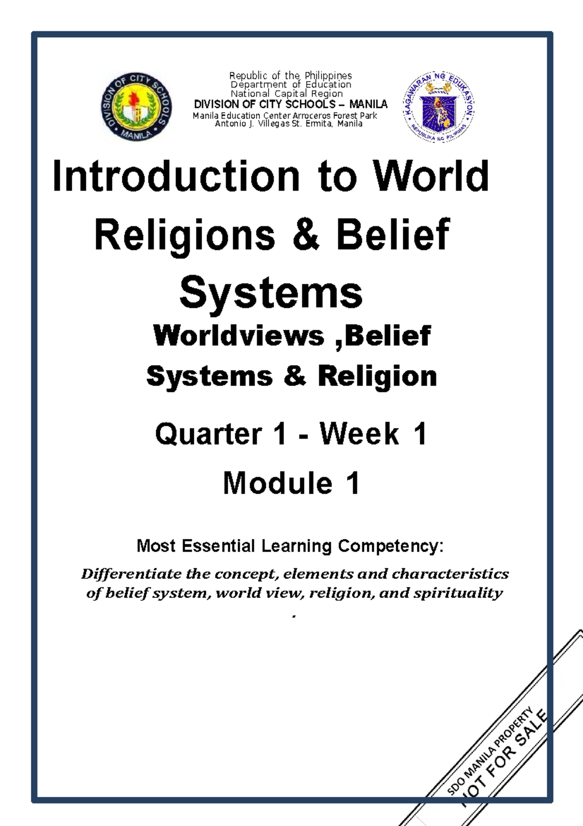 Iwrbs Q1 Mod1 Worldviews-Belief-Systems-and-Religion.docx-Edited ...