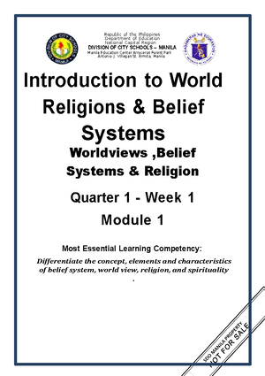 World Religion module week 2 final 3 mrp - Introduction to World ...