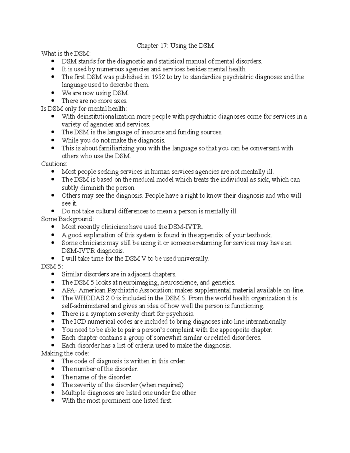 Case Management-Chapter 17 and 19 - Chapter 17: Using the DSM What is ...