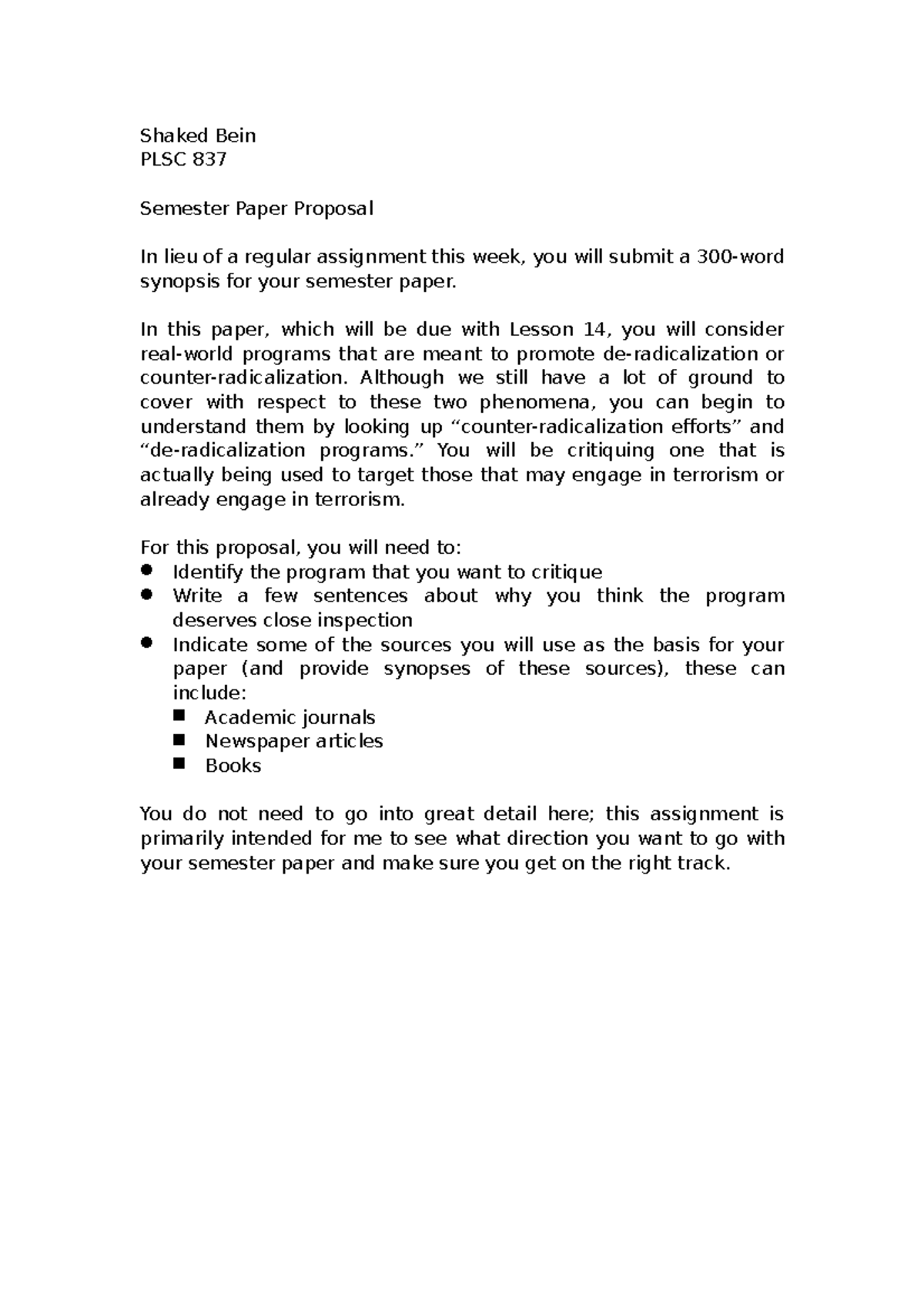 Paper proposal - John Morrison - Shaked BeinPLSC 837 Semester Paper ...