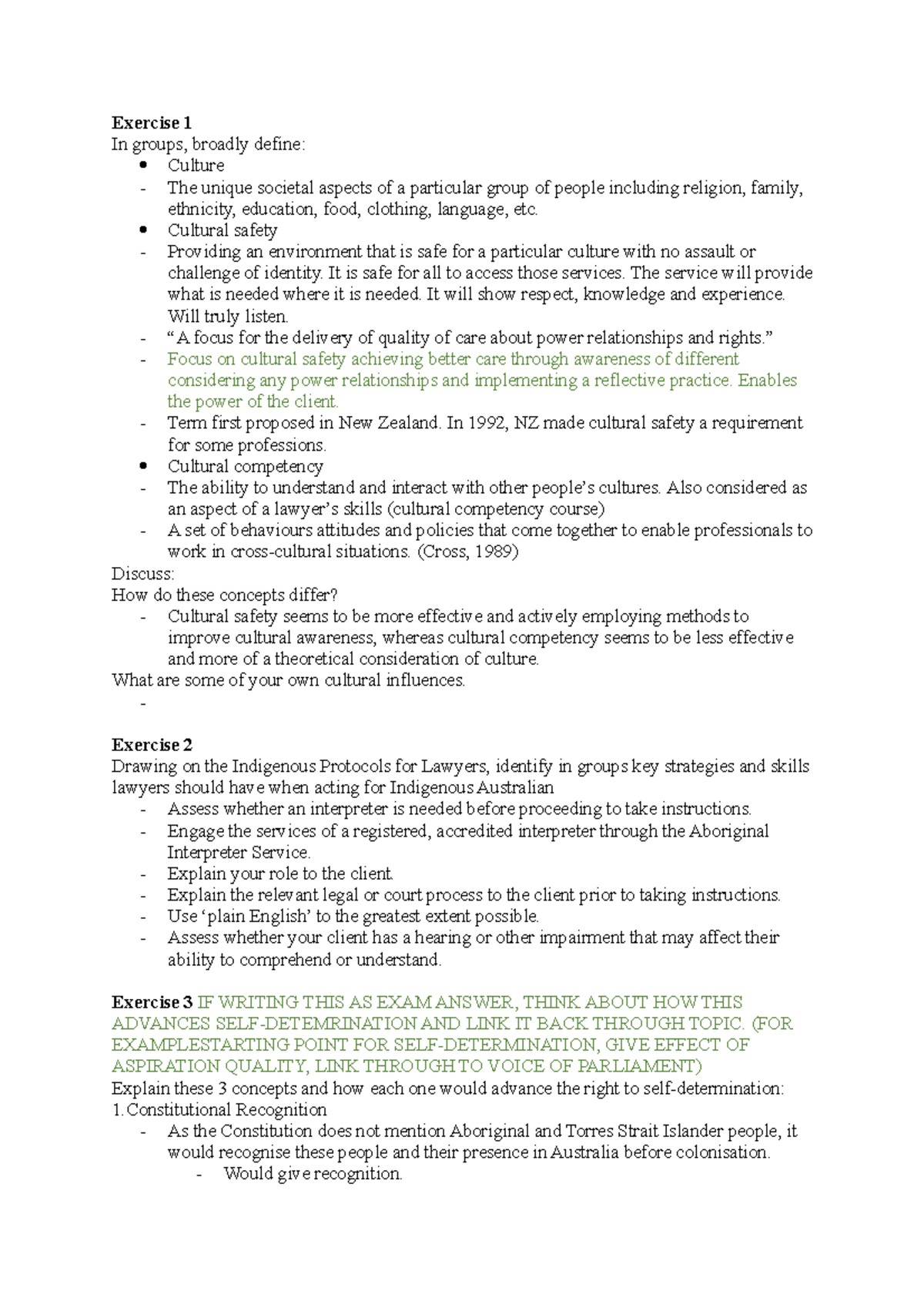 LLB104 Week 11 - ... - Exercise 1 In groups, broadly define: Culture ...