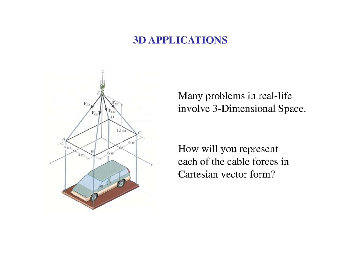 Ch2- 2 - 3DVectors - 2D and 3D Vector Questions - 3D APPLICATIONS Many ...