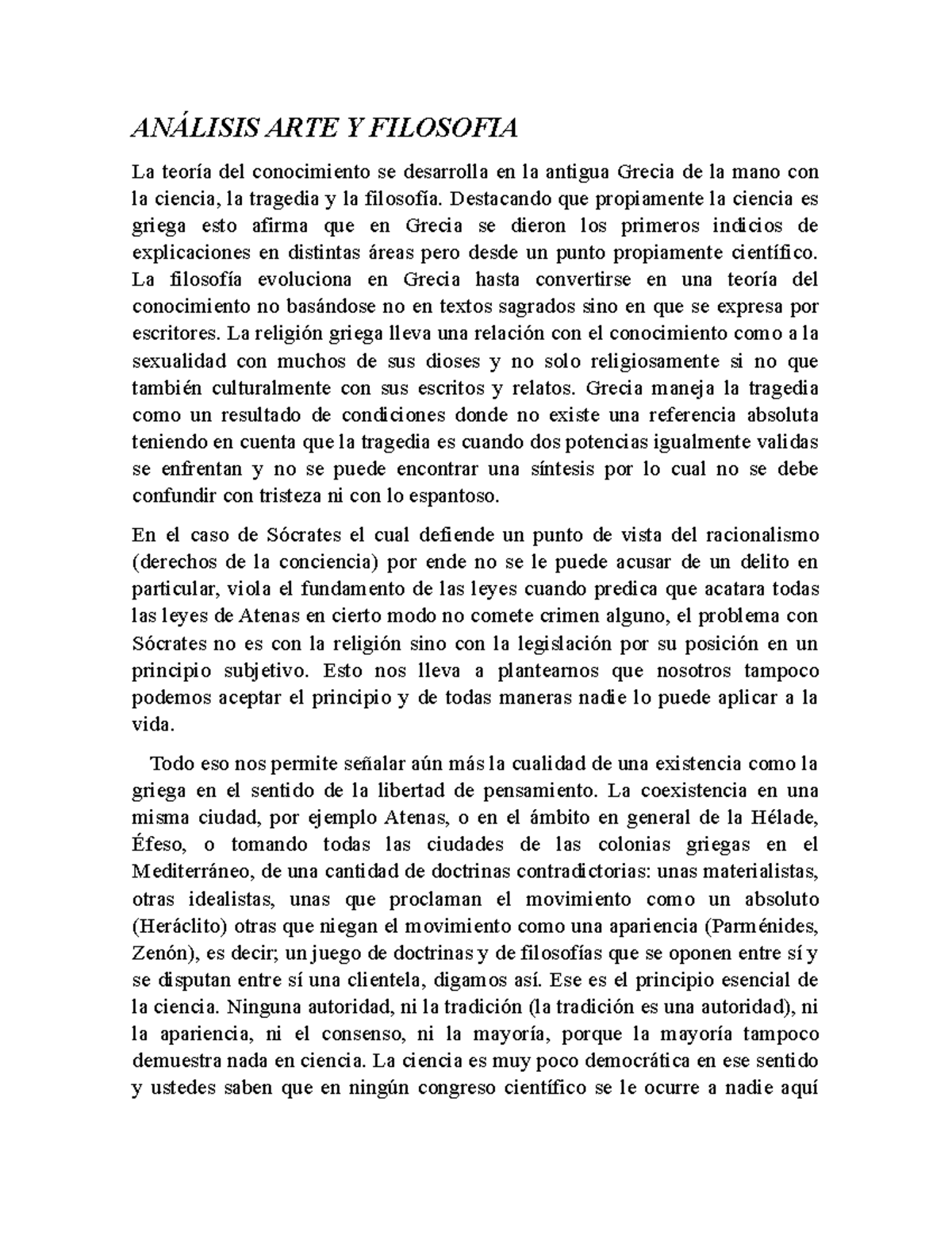 Analisis DEL ARTE Y LA Filosofia - ANÁLISIS ARTE Y FILOSOFIA La teoría ...