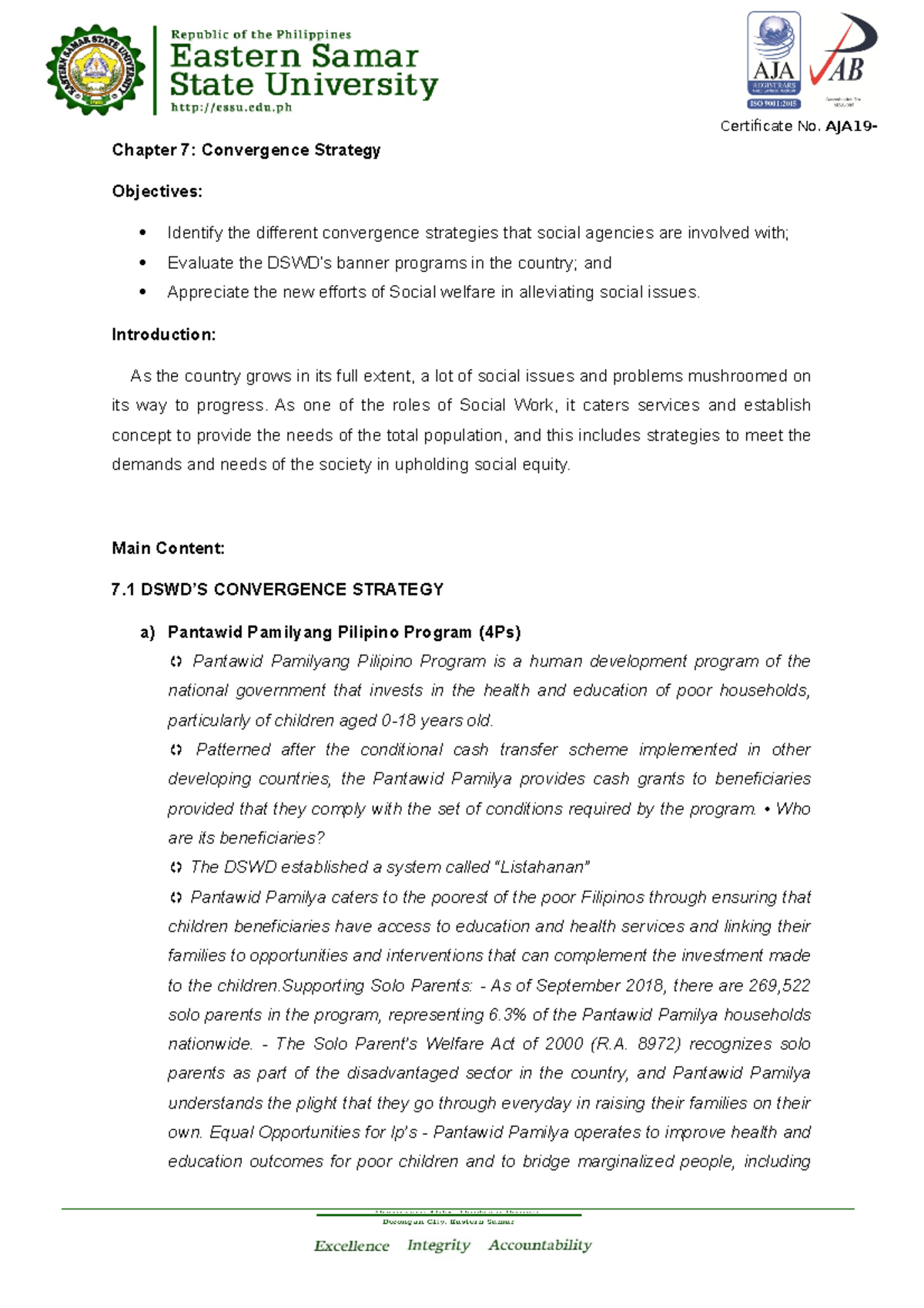 Chapter-7 - eme - Chapter 7: Convergence Strategy Objectives: Identify ...
