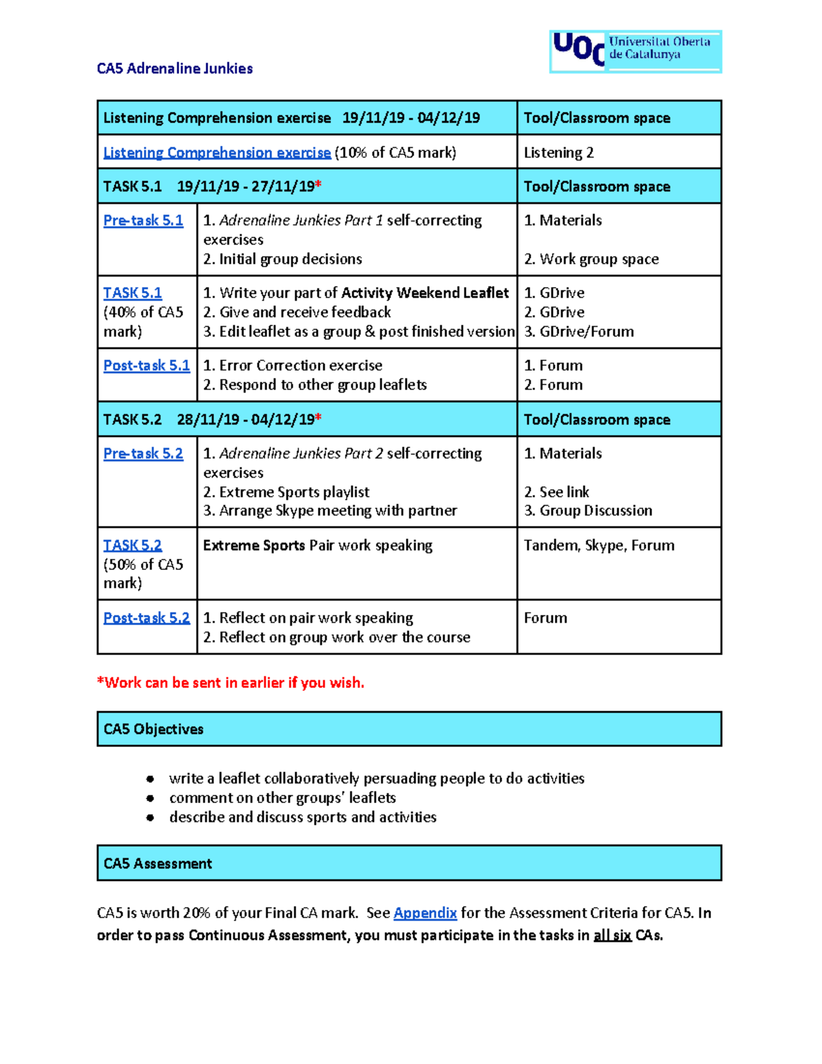 Ingles - Listening Comprehension exercise 19/11/19 - 04/12/19 Tool ...
