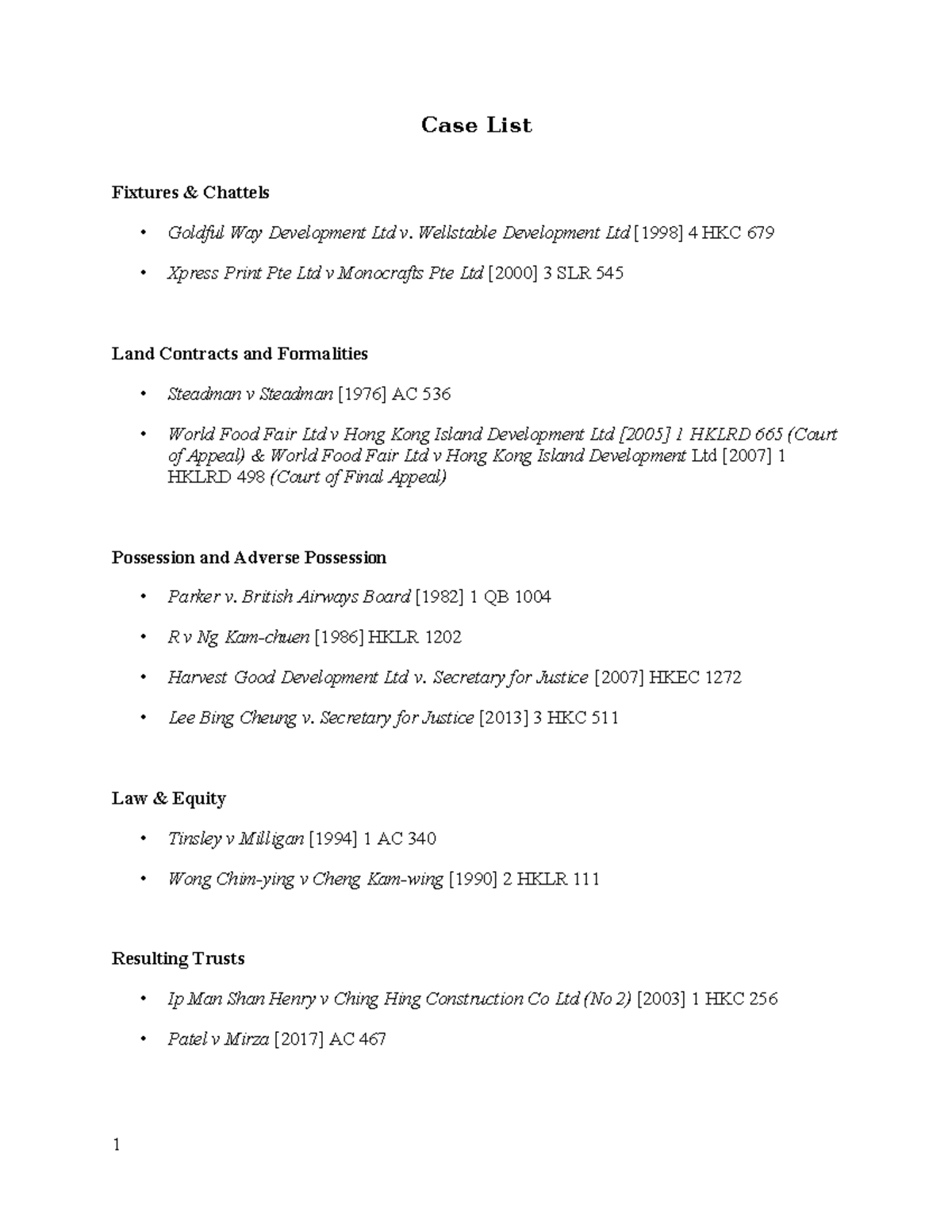 Case List (2024-2025) - FYR - Case List Fixtures & Chattels • Goldful ...