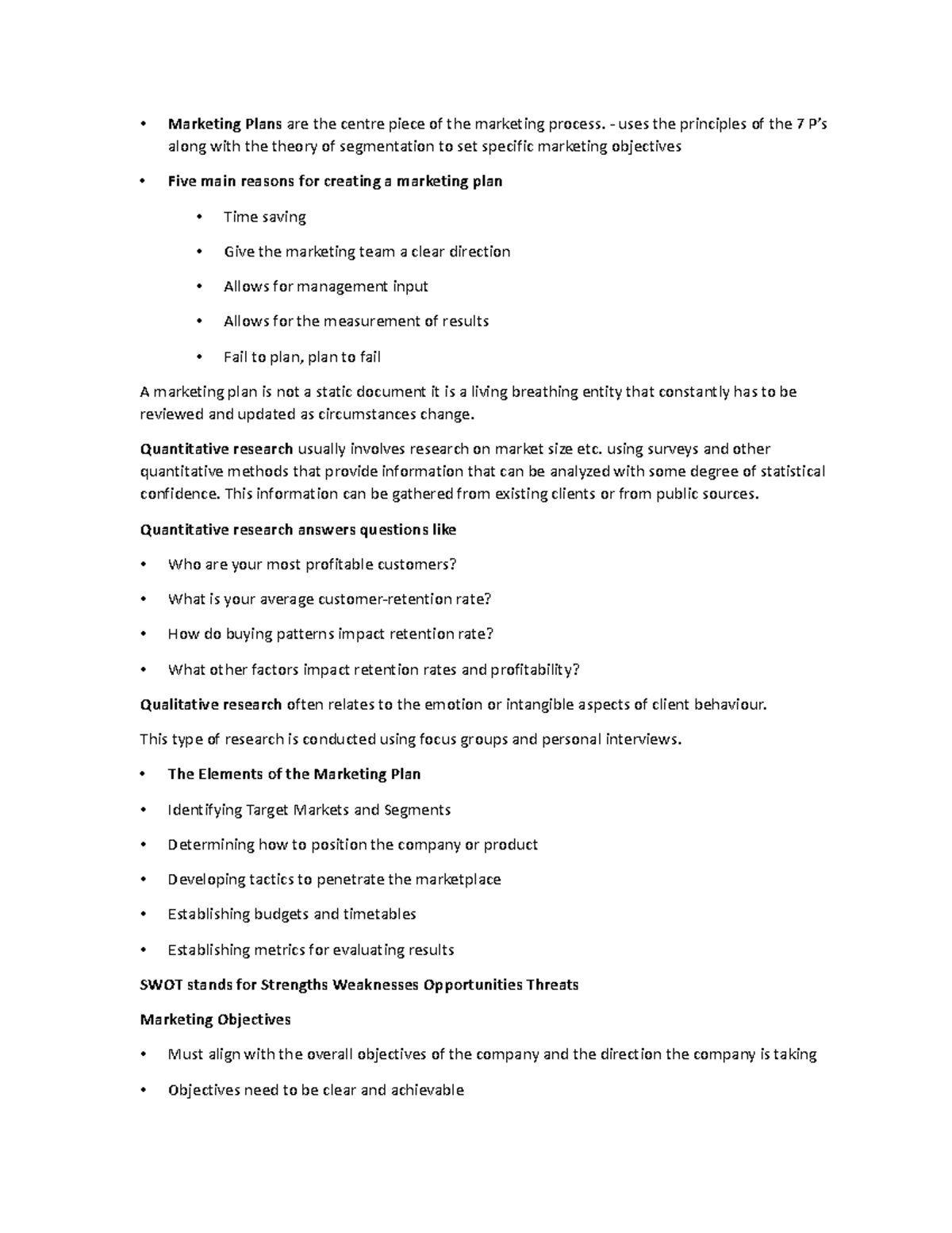 Marketing Review - Marketing Plans are the centre piece of the ...
